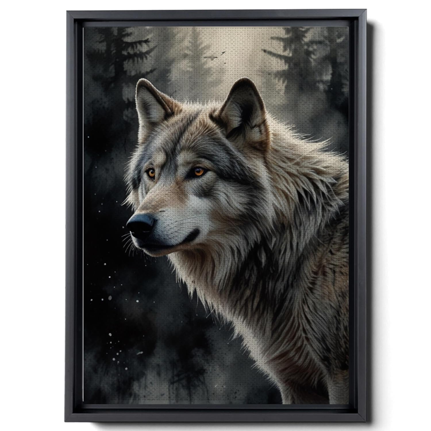 Amazon.com: Howling Wolf on Black Background, Animals Wildlife Art ...