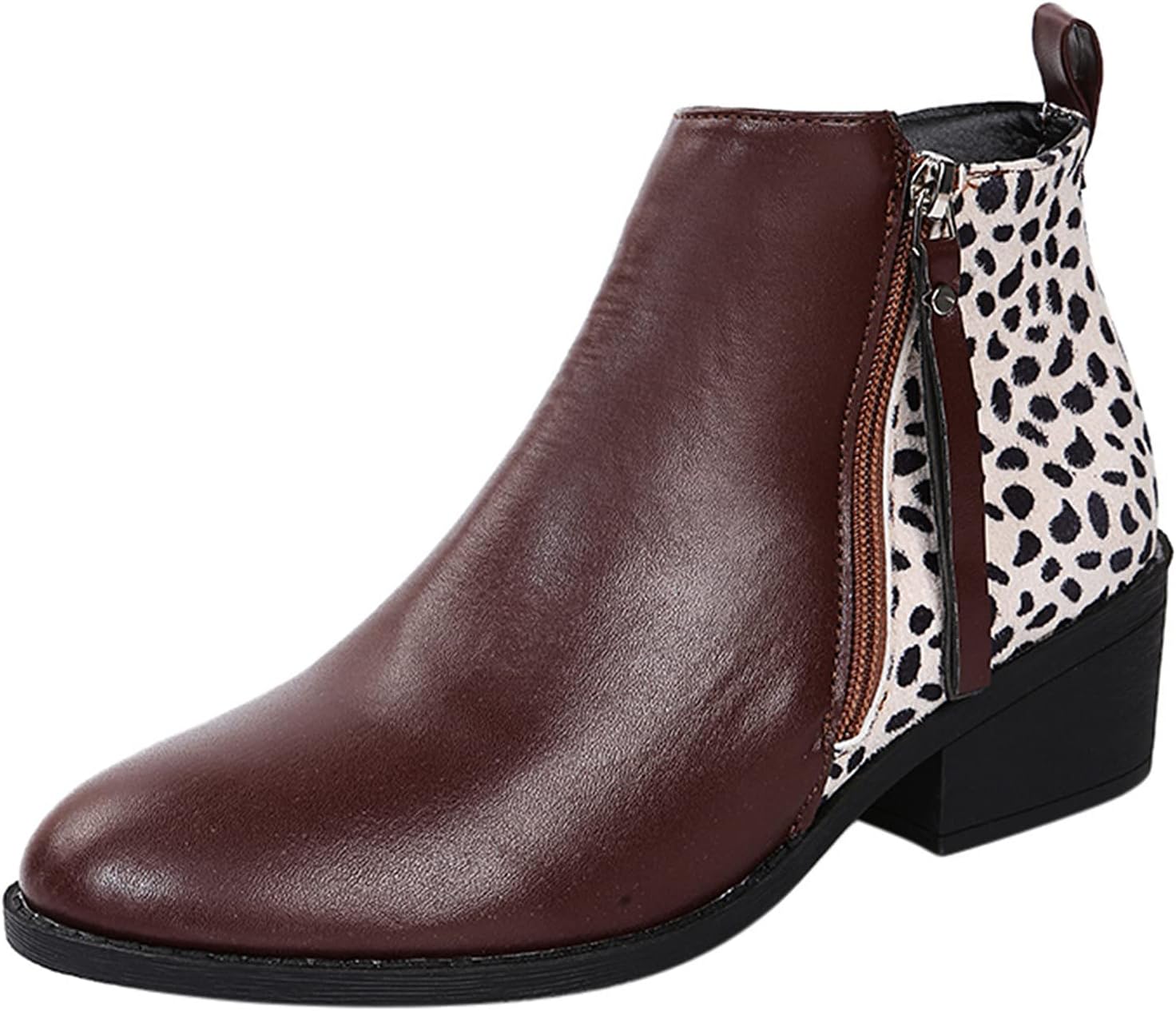 Boots for Women Low Heel Retro V Cutout Comfy Short Boots Breathable ...