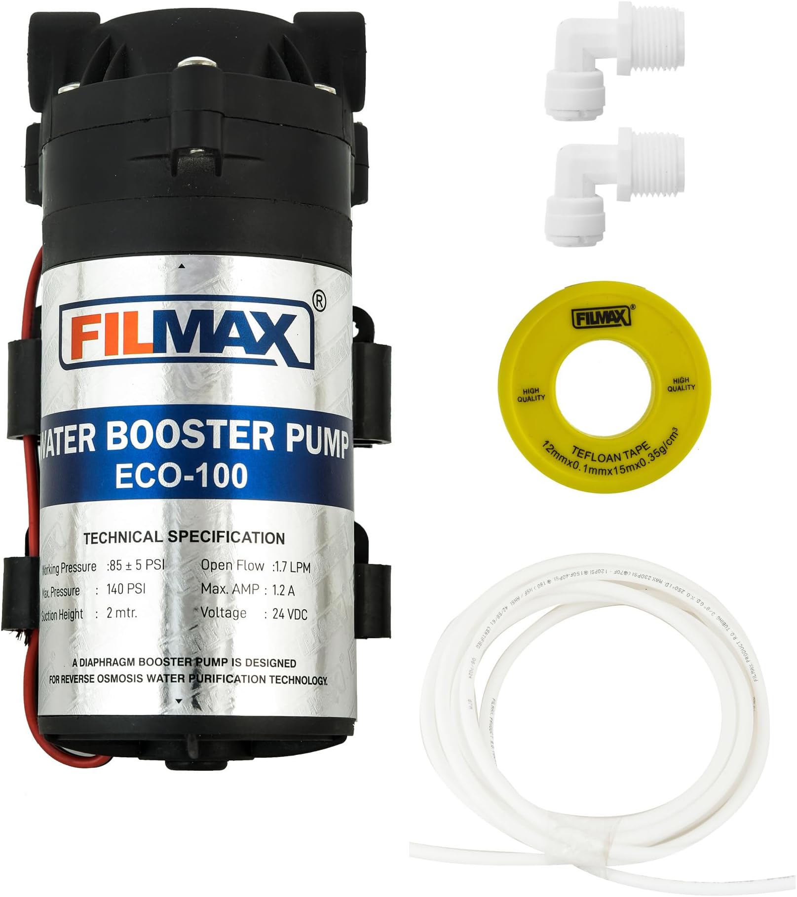 AQUA D PURE 100 GPD RO Booster Pump Motor High-Efficiency with SMPS 24V ...