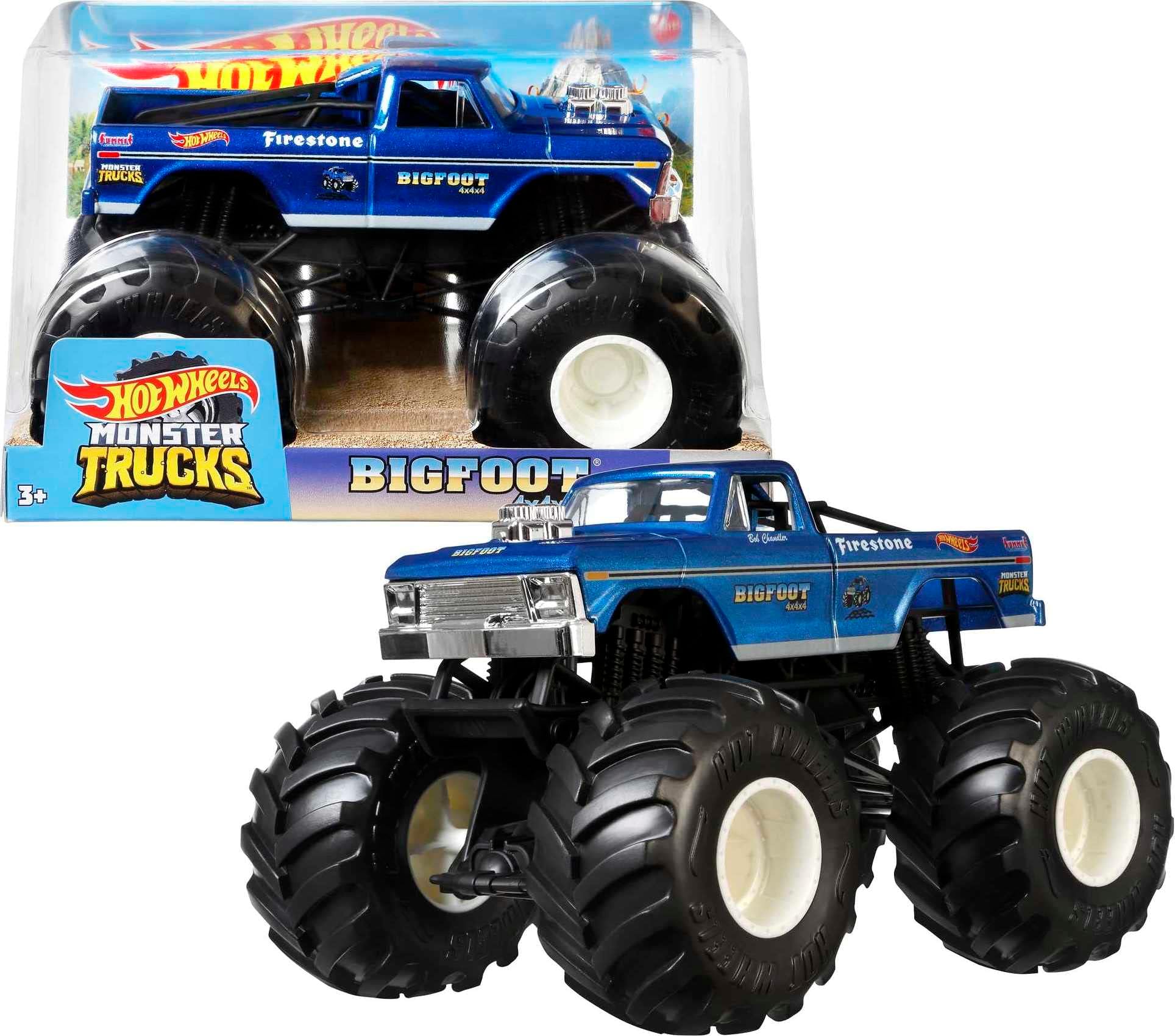 Hot Wheels Monster Trucks, Oversized Monster Bigfoot Truck, 1:24 Scale ...