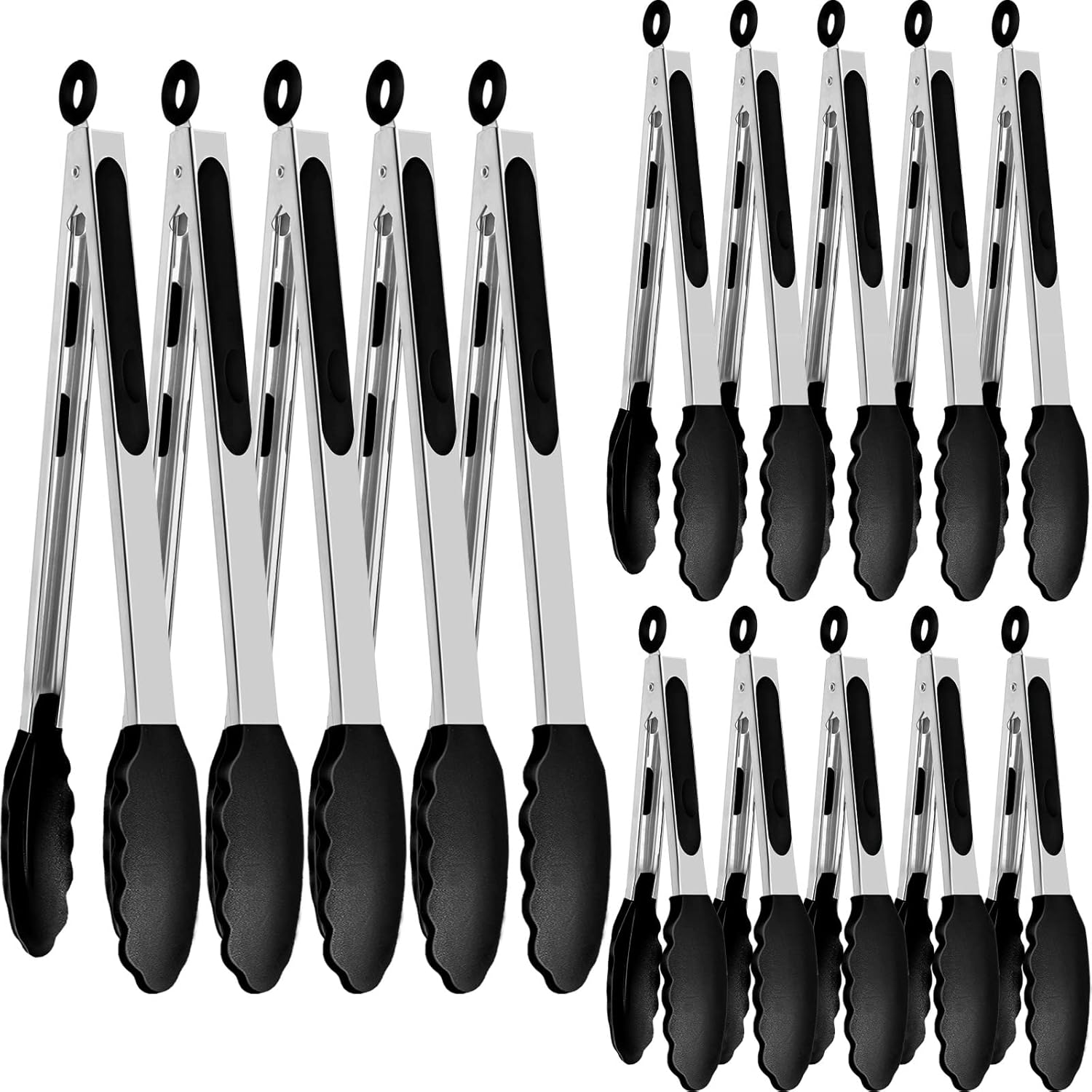 Amazon.com: Sunnyray 15 Pcs Kitchen Tongs, 7/9/12 inches Cooking Tongs ...