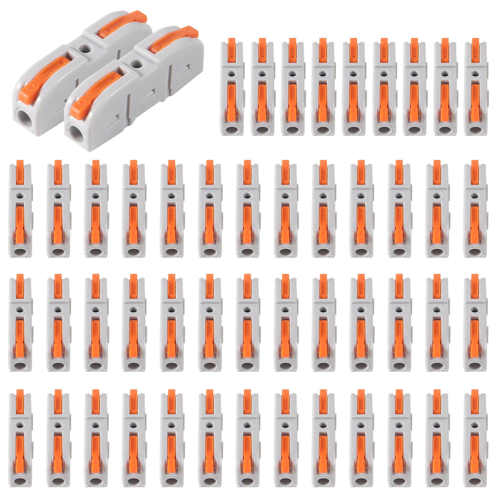 QCCAN 50pcs Lever Wire Connectors, 1 to 1 Inline Assemblable Cable ...