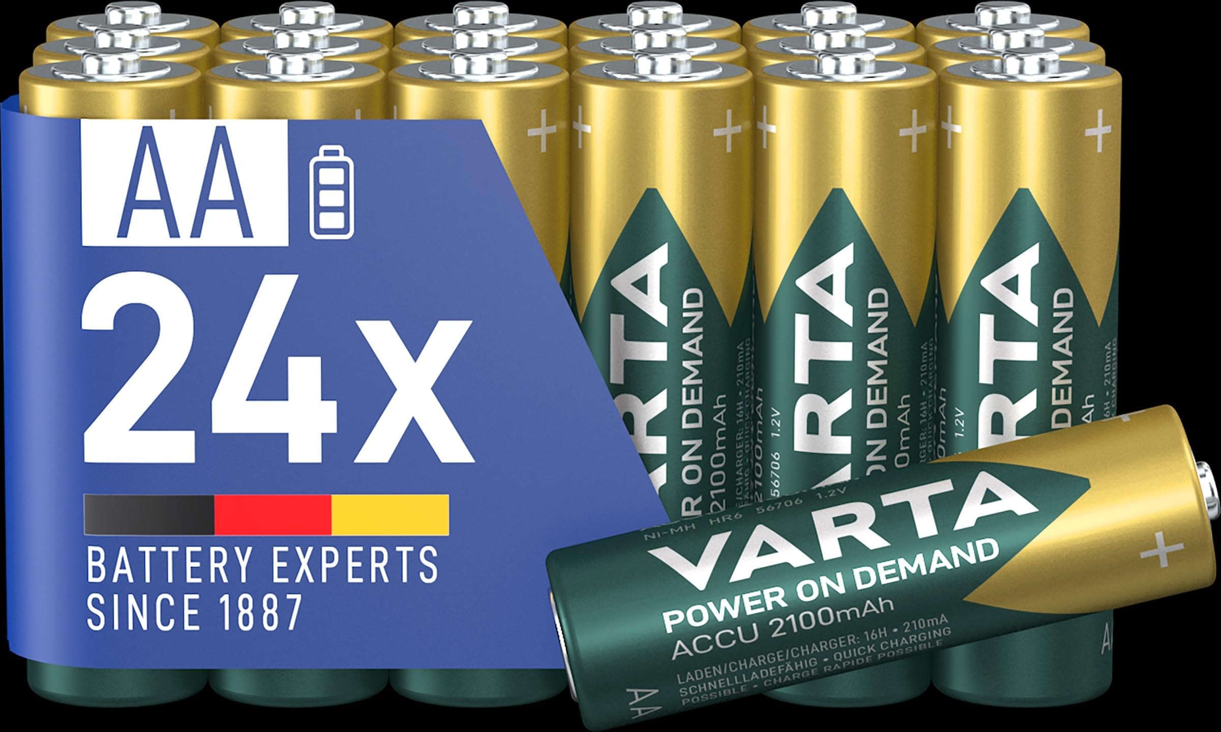 VARTA Piles rechargeables AA, lot de 4, Recharge Accu Power, 2600 mAh ...