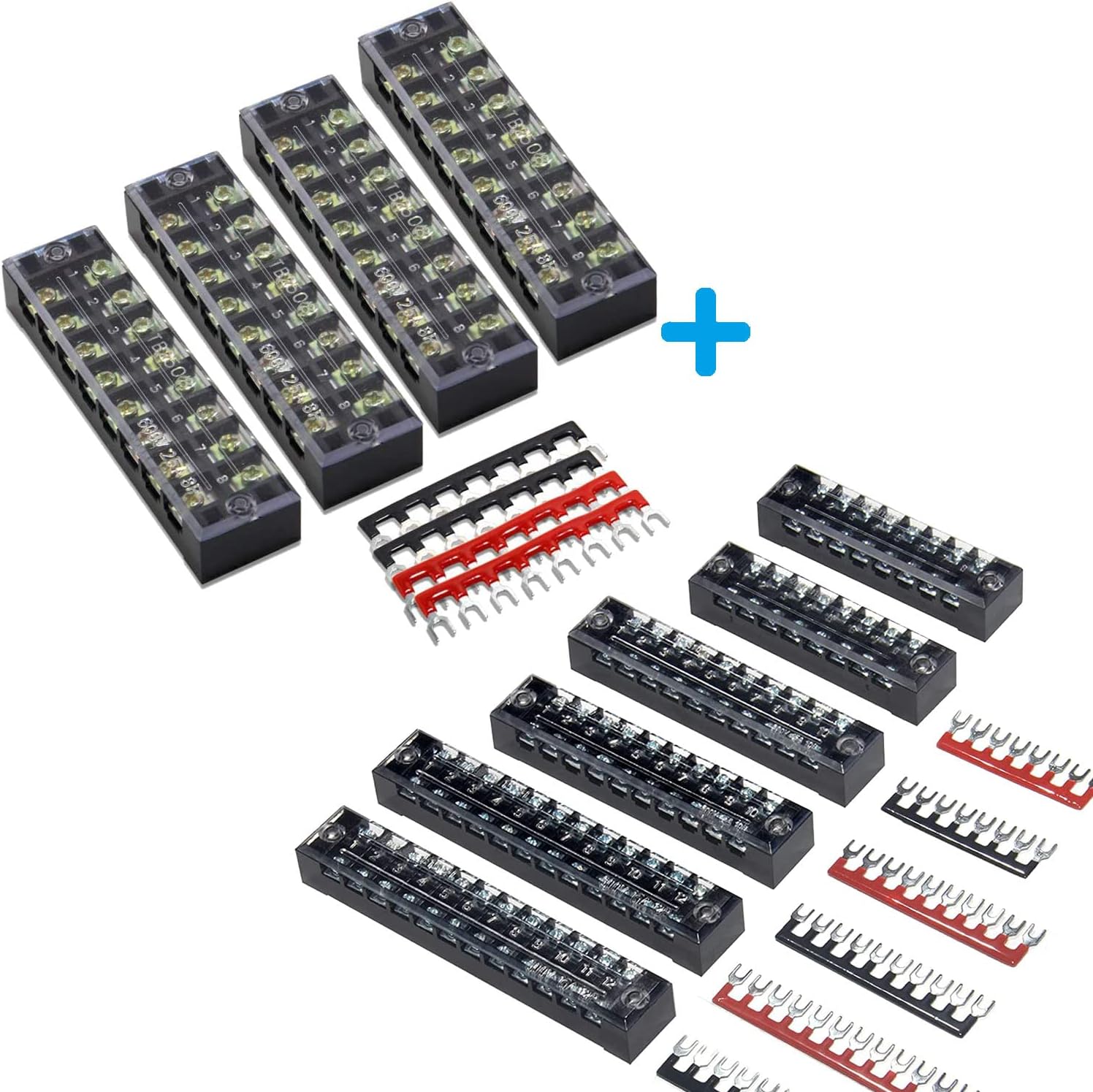 Amazon.com: 8 Positions 25A Terminal Blocks + 8/10/12 Positions 25A ...