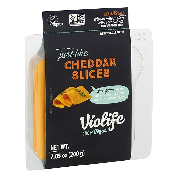 Amazon.com: Violife, Cheese Just Like Cheddar Slices Vegan Non-GMO, 10 ...