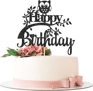 Amazon.com: Owl Happy Birthday Cake Topper, Owl Animal Themed Happy ...