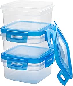 HOMESHOPA 3 Pack Square Plastic Food Storage Containers 200ml, Leak ...