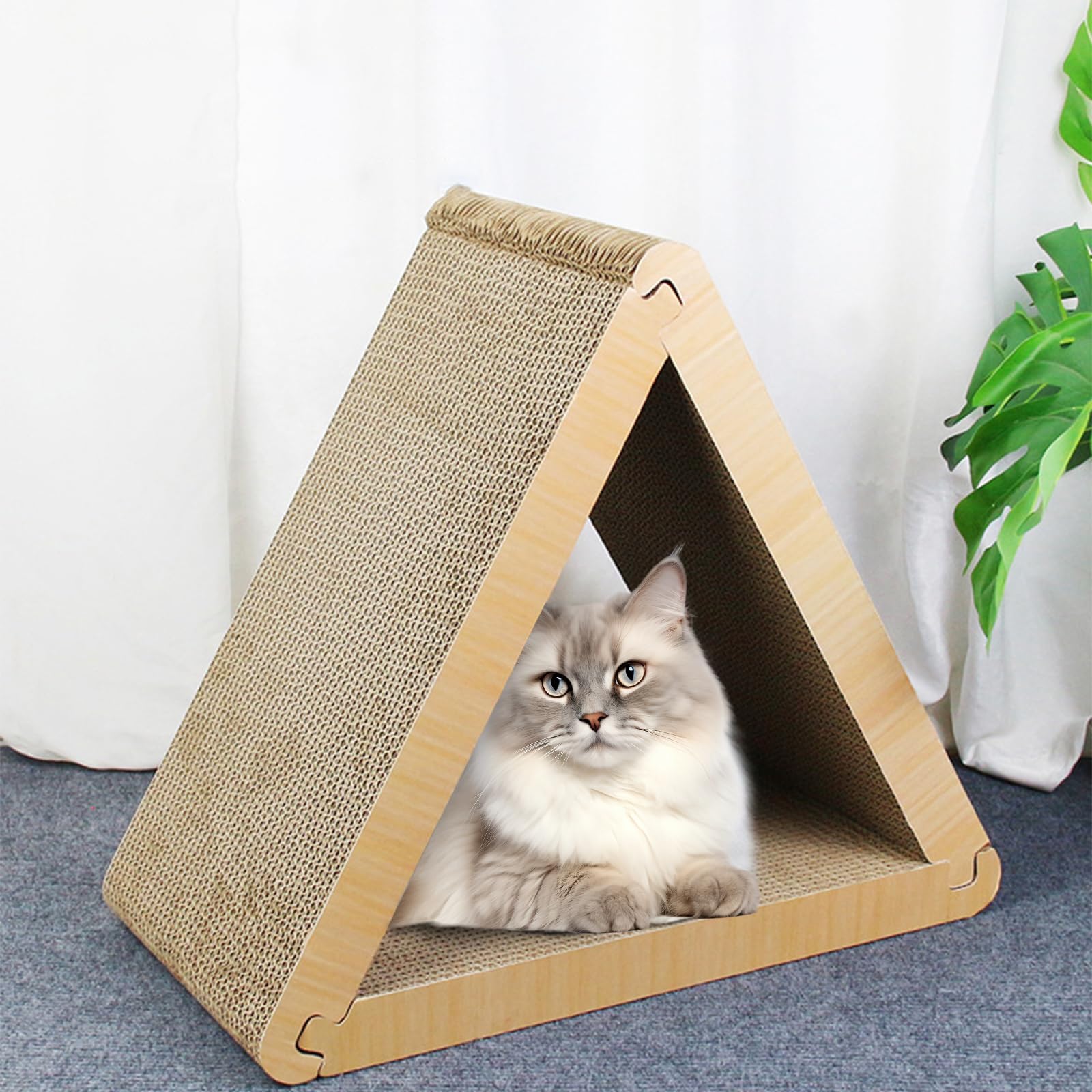 Amazon.com : Foldable Cat Scratching Board Triangle Scratcher Cardboard ...