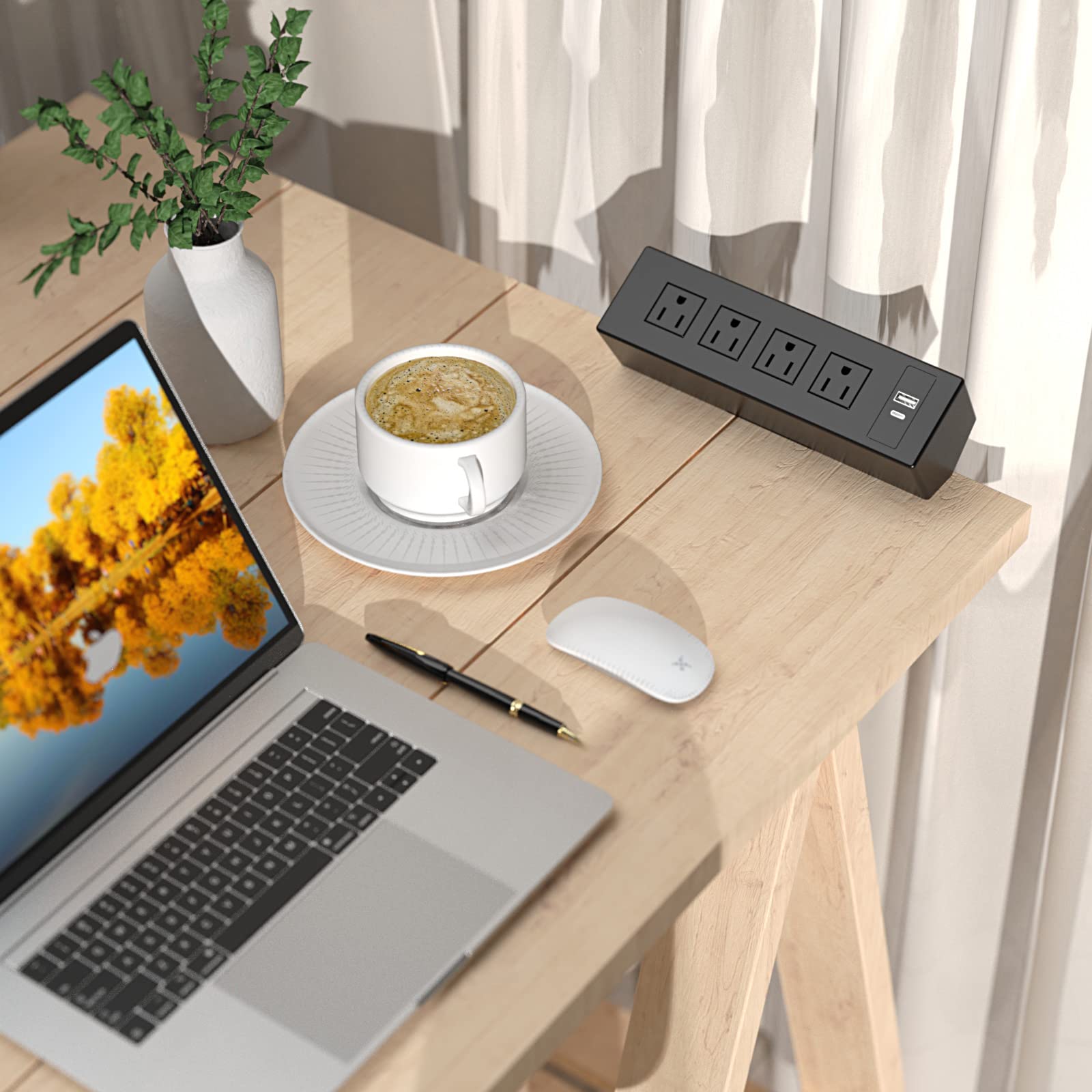 Desk Power Strip with USB C, Haylink Desk Clamp Power Strip with 4 AC ...