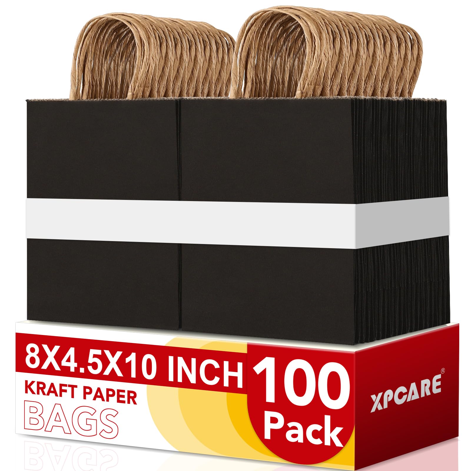 Amazon.com: XPCARE 100Pack Black Paper Bags 8x4.5x10 Inch, Plain Medium ...