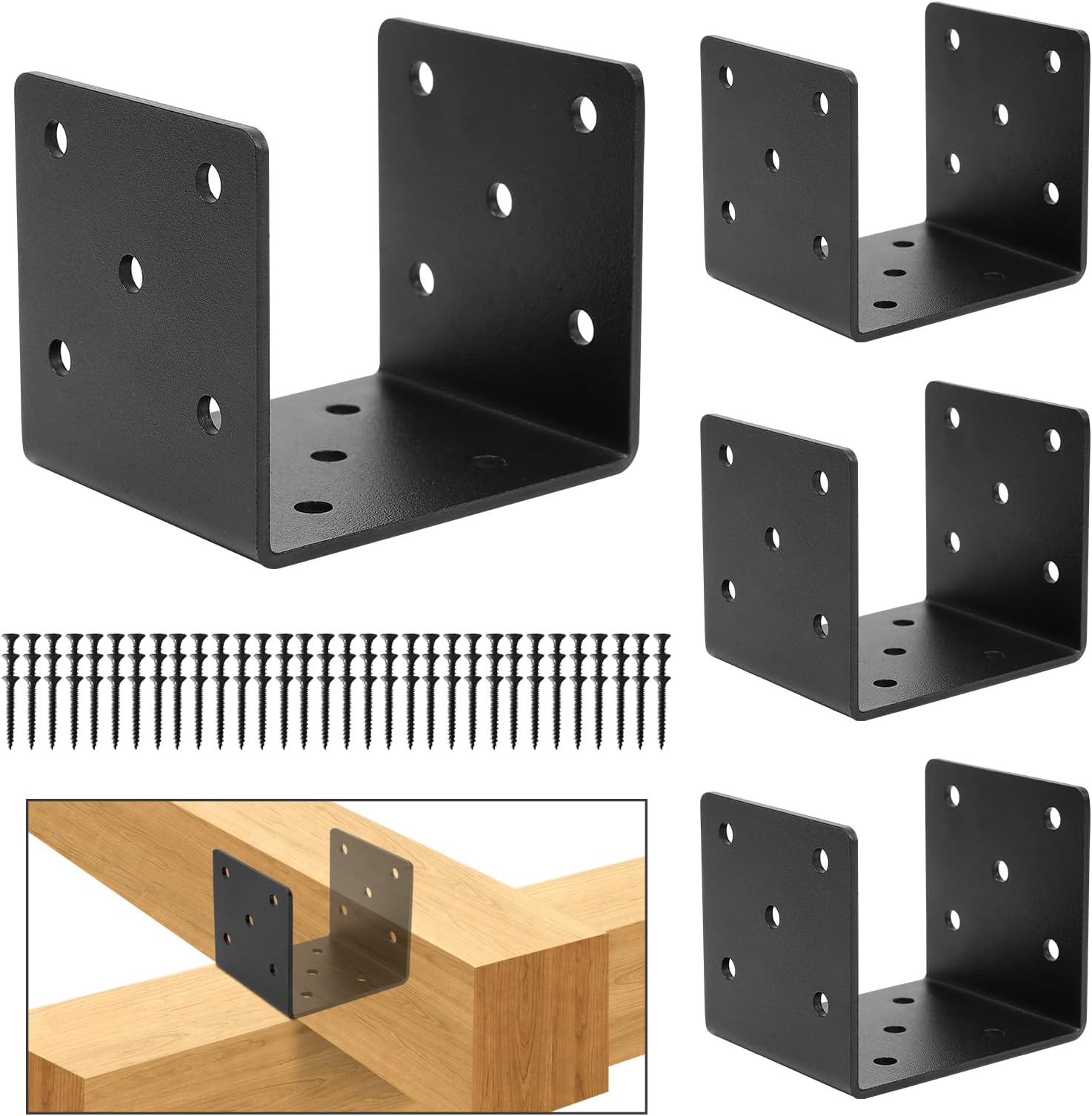 Amazon.com: 4 PCS Heavy Duty Steel Half Post Base Fit 4x4 Post Anchor ...