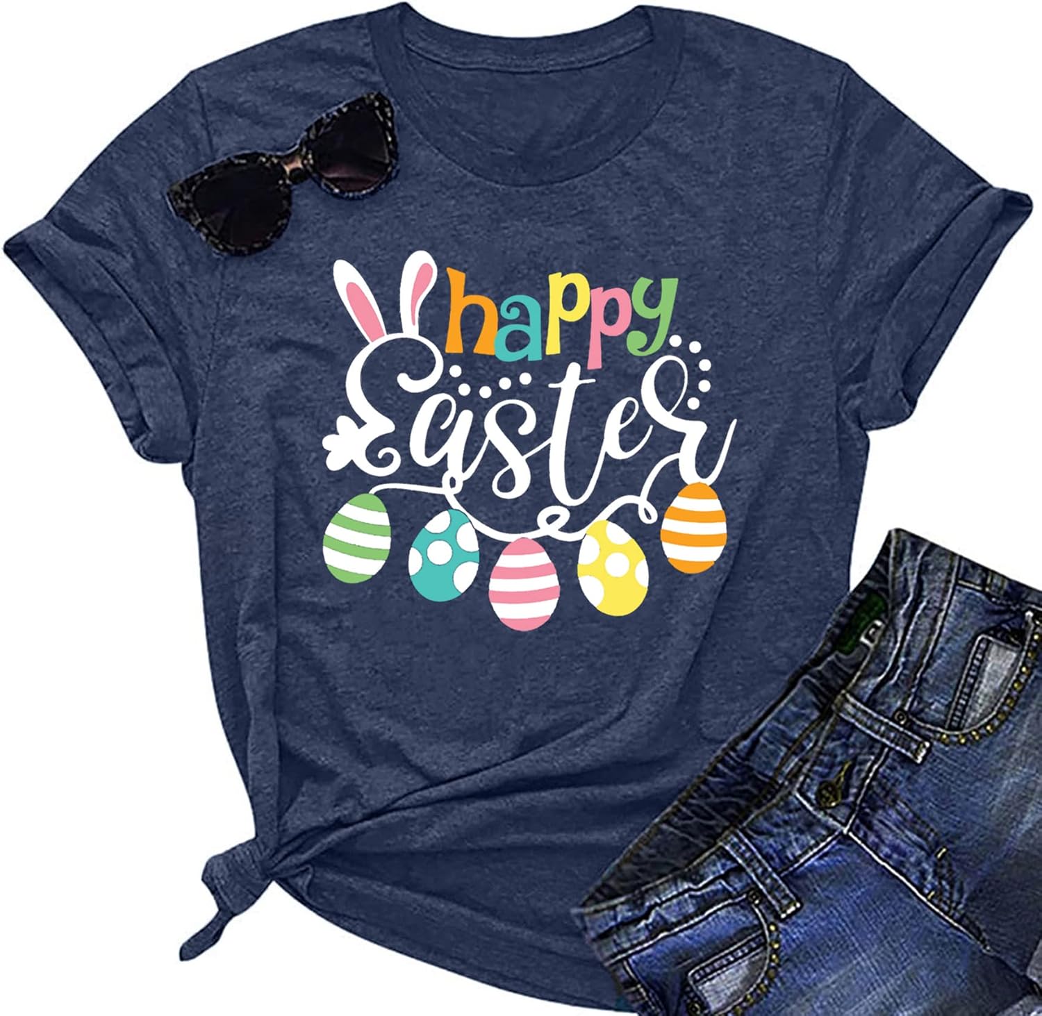 Happy Easter Shirts for Women Easter Bunny T-Shirt Rabbit Graphic Tees ...