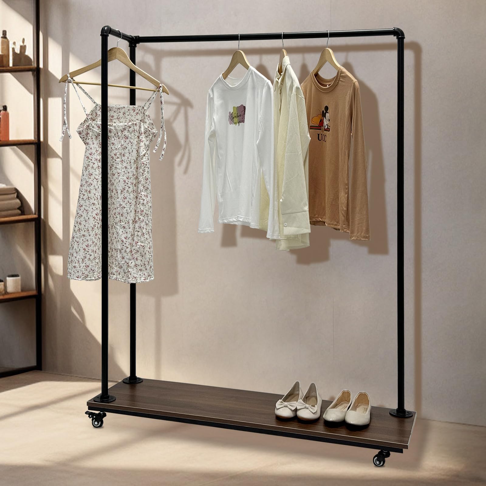 Snapklik.com : JIANZHUO Industrial Pipe Clothing Rack On Wheels,Vintage ...