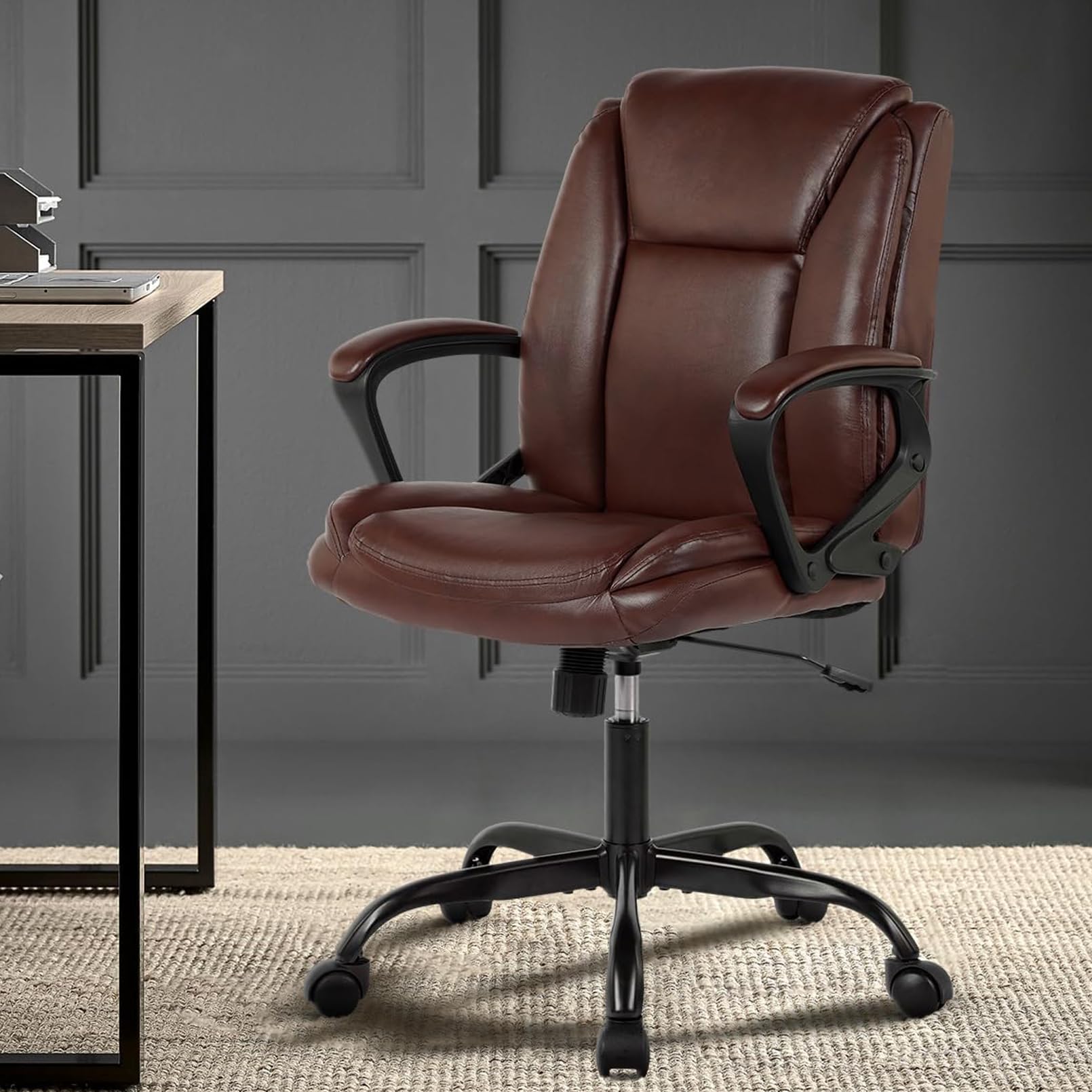 Amazon.com: BLKMTY Office Chair Home Computer Chair PU Leather ...