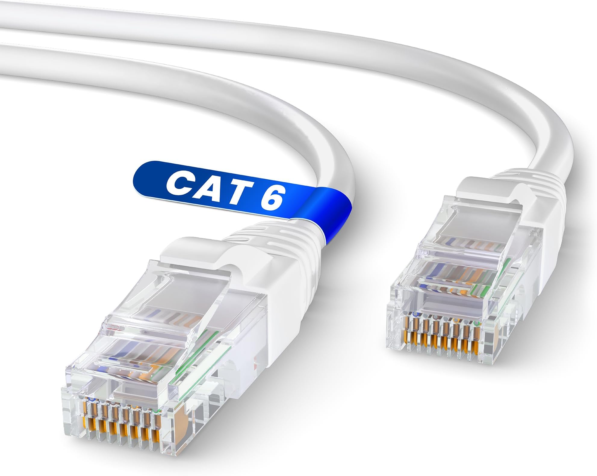 Mr. Tronic White Cat 6 Ethernet Cable 20m, LAN Ethernet Network Cable with RJ45 Ends Connectors ...