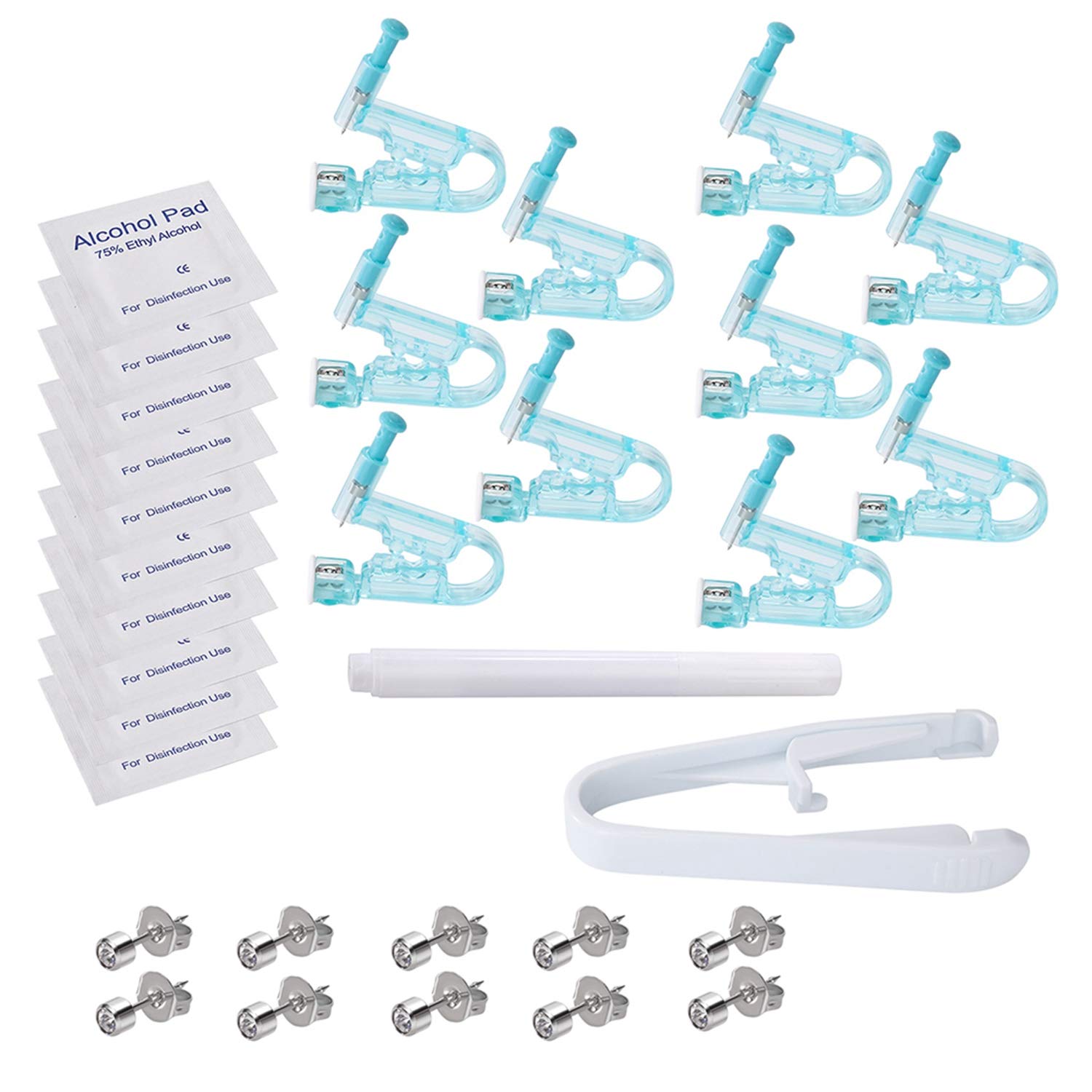 Ear Piercing Gun Kit 10 Pack Disposable Safety Ear Piercing ...