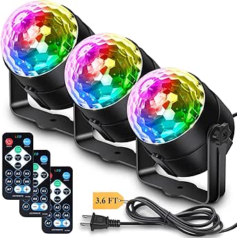 Amazon.com: Apeocose 3-Pack Disco Ball Party Lights Sound Activated ...