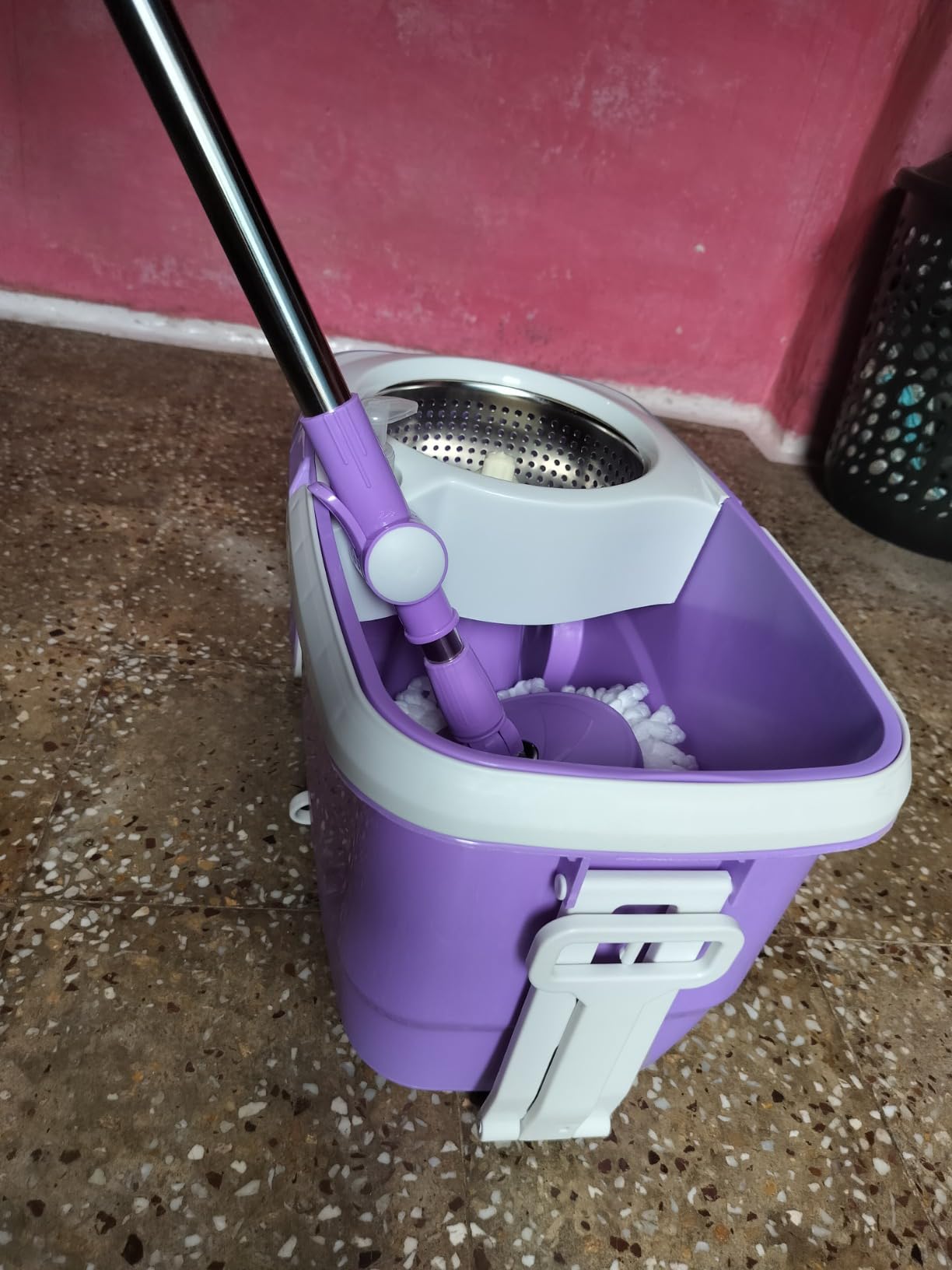 Plantex Premium ABS Plastic Mop with Wheels and Steel Wringer, Soap ...