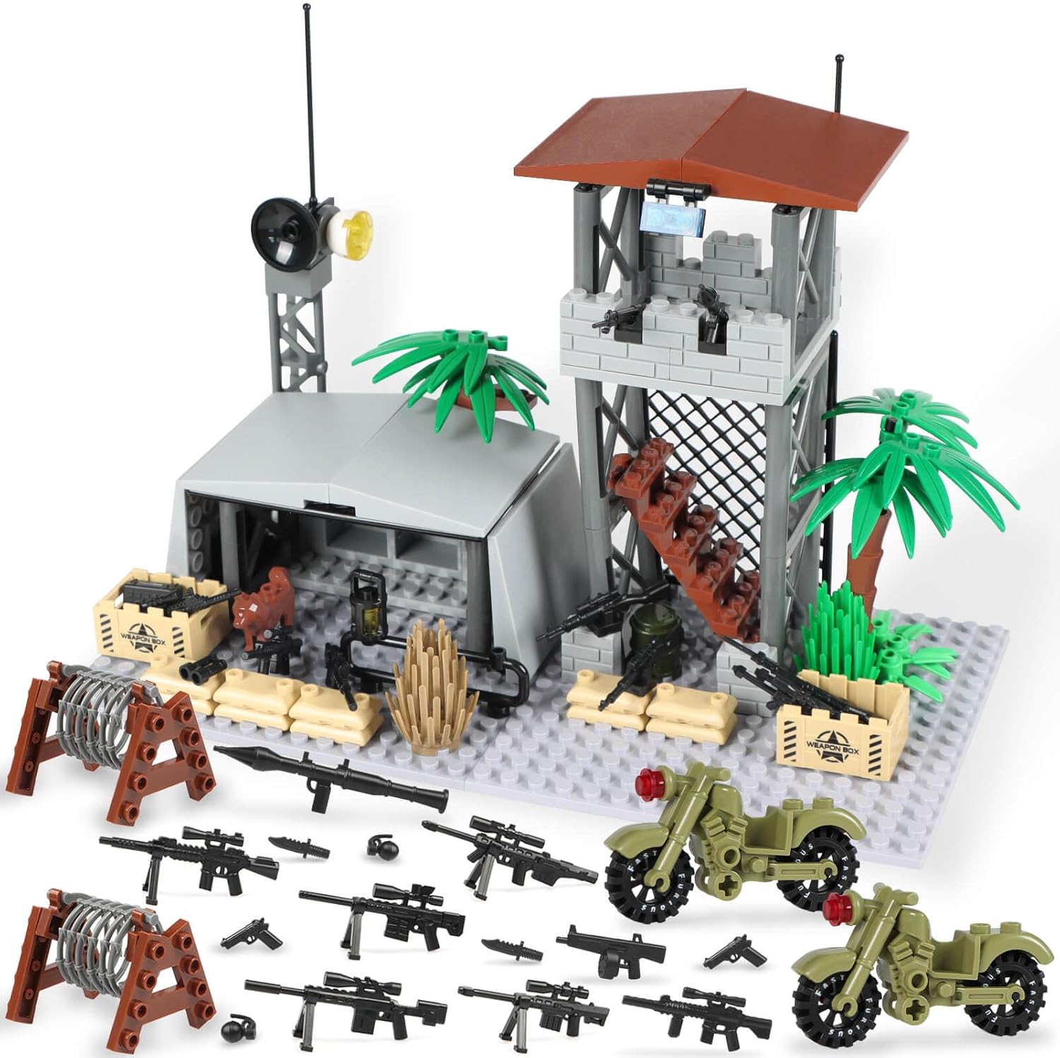 Amazon.com: Finger Rock Military Base Building Block Set, WW2 Army Mini ...
