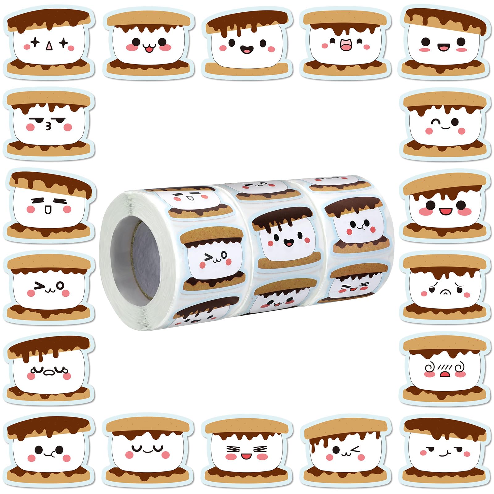 Amazon.com: Eaasty 1500 Pcs Smores Stickers Label for Kids Marshmallow ...
