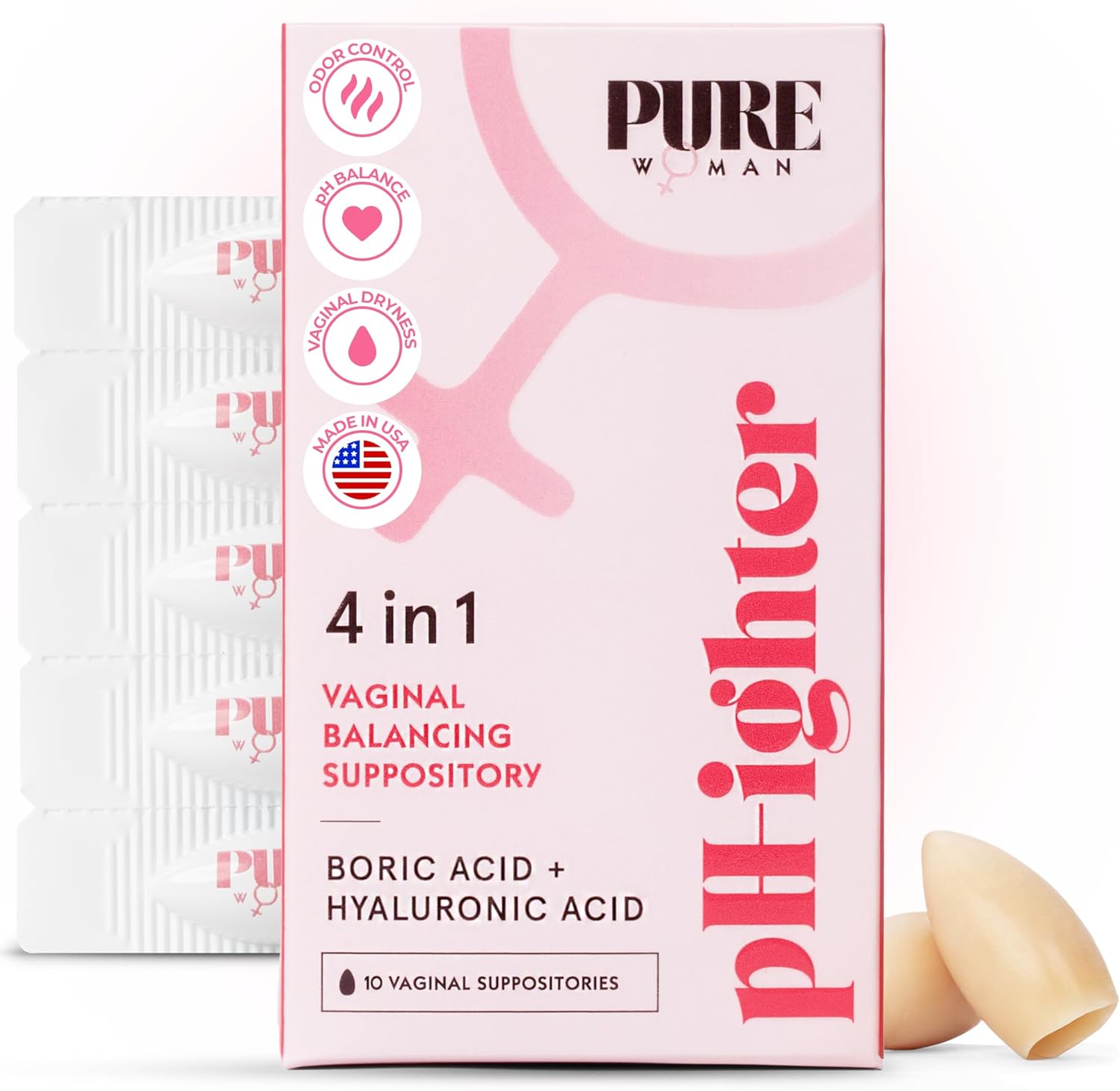 Amazon.com: PURE WOMAN pH-ighter 10 Vaginal Boric Acid Suppositories ...