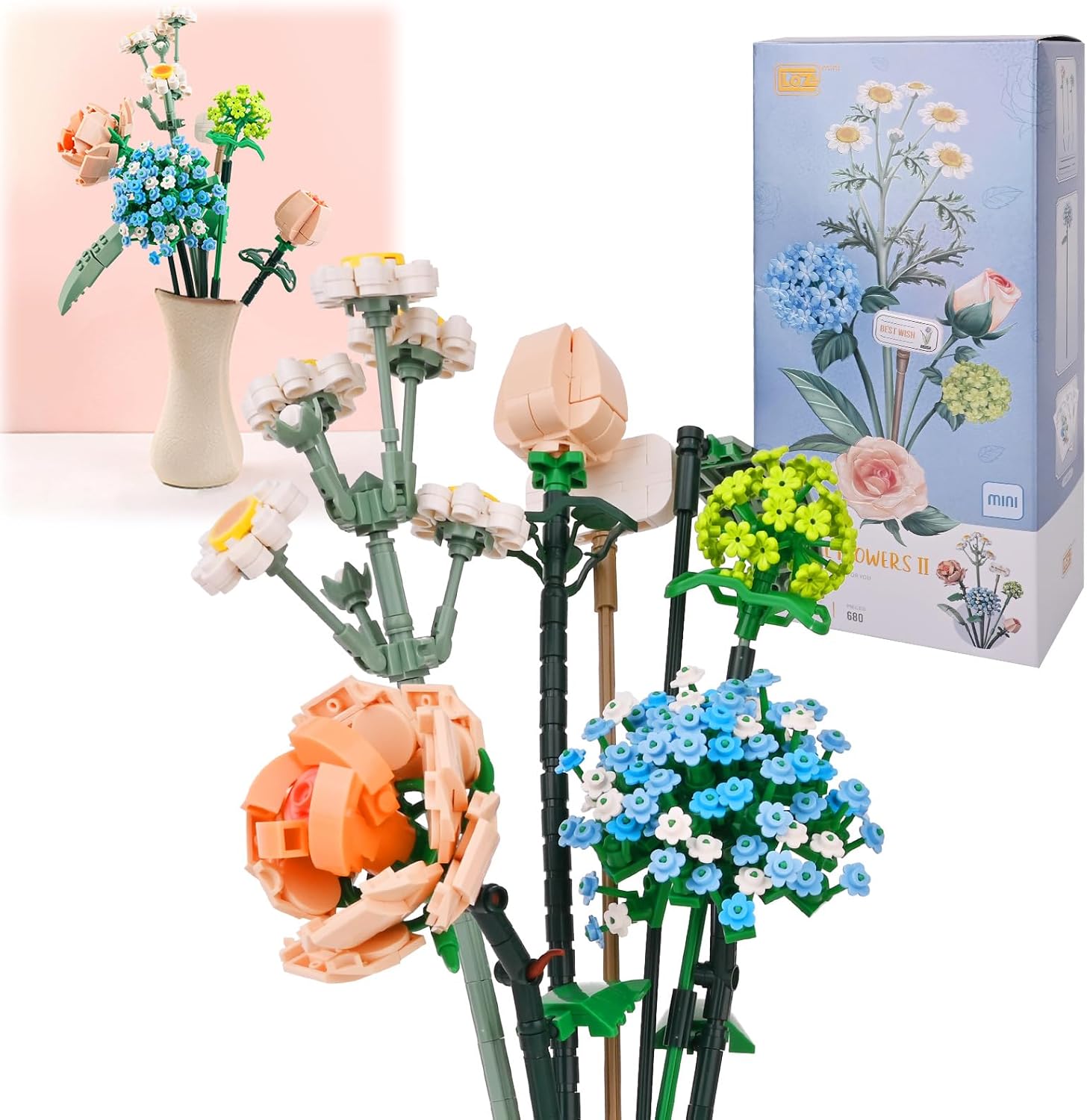 Amazon.com: JAS WENAS Mini Bricks Flower Bouquet Building Sets ...