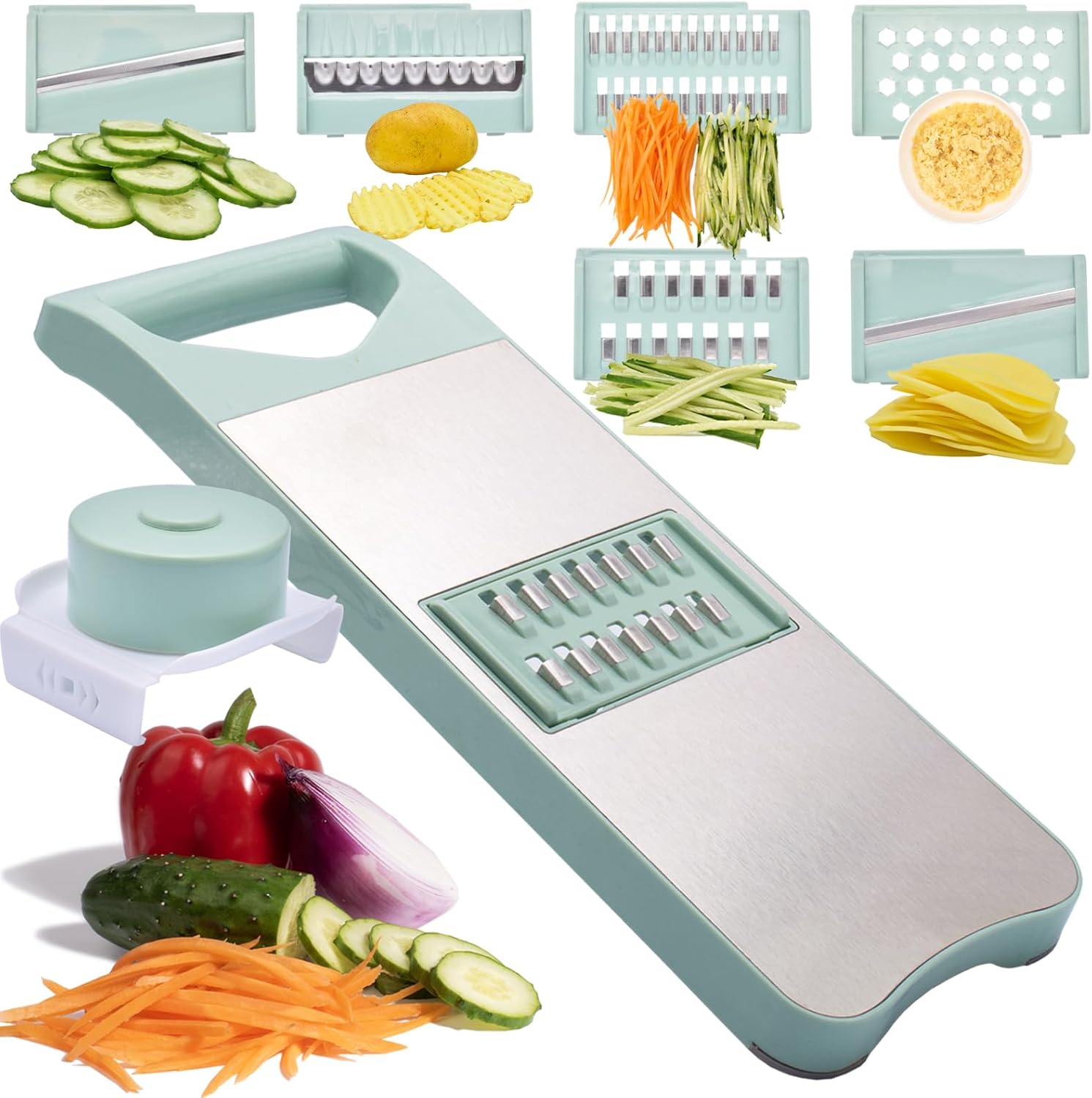 Amazon.com: NACOLUS 6-Blade Mandoline Slicer with Slide-On Hand Guard ...