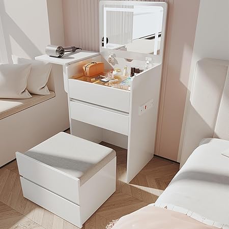 Amazon.com: Solarka Small Vanity with Mirror, Compact Makeup Vanity Set ...