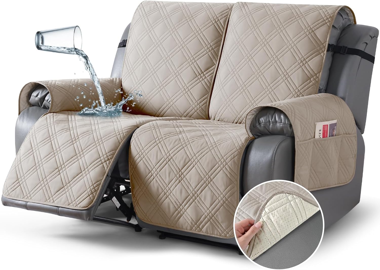 Amazon.com: TAOCOCO 100% Waterproof Loveseat Recliner Cover, Non Slip ...