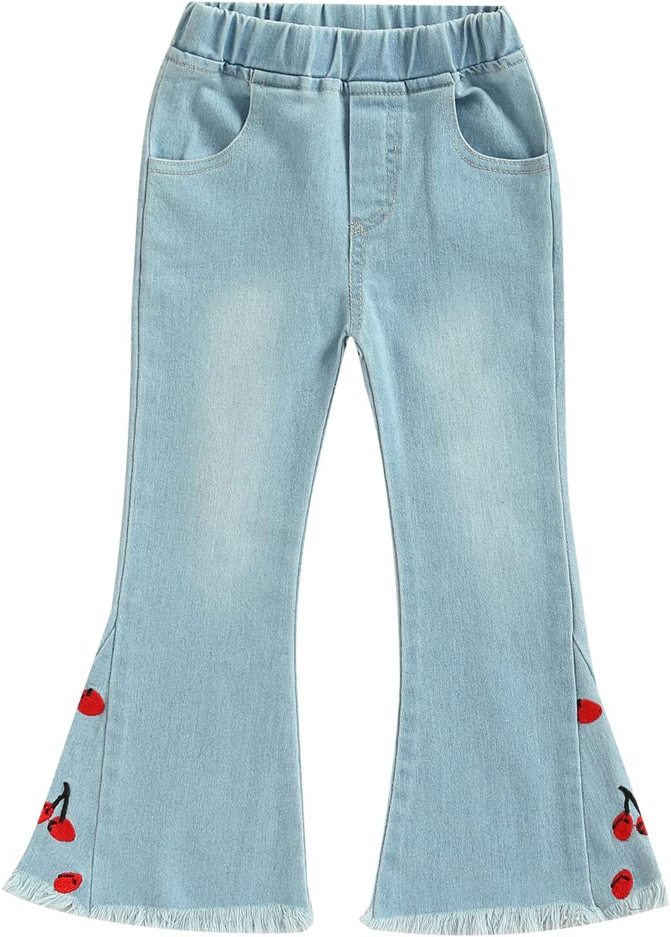 IEFiEL Girls Kids Flare Pants Denim Jeans Bell Bottoms Raw Hem Leggings ...