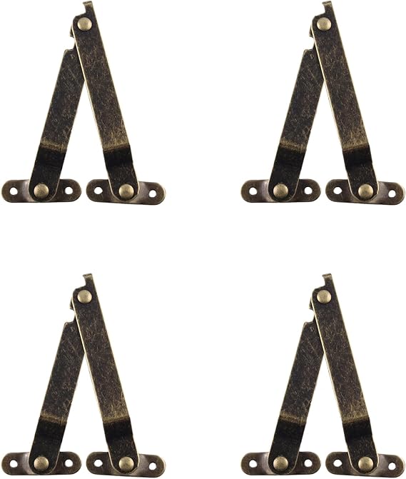 Adyoney 4 Pcs Large Antique Brass Lid Folding Support Hinges - Functional and Stylish Lid Stay ...
