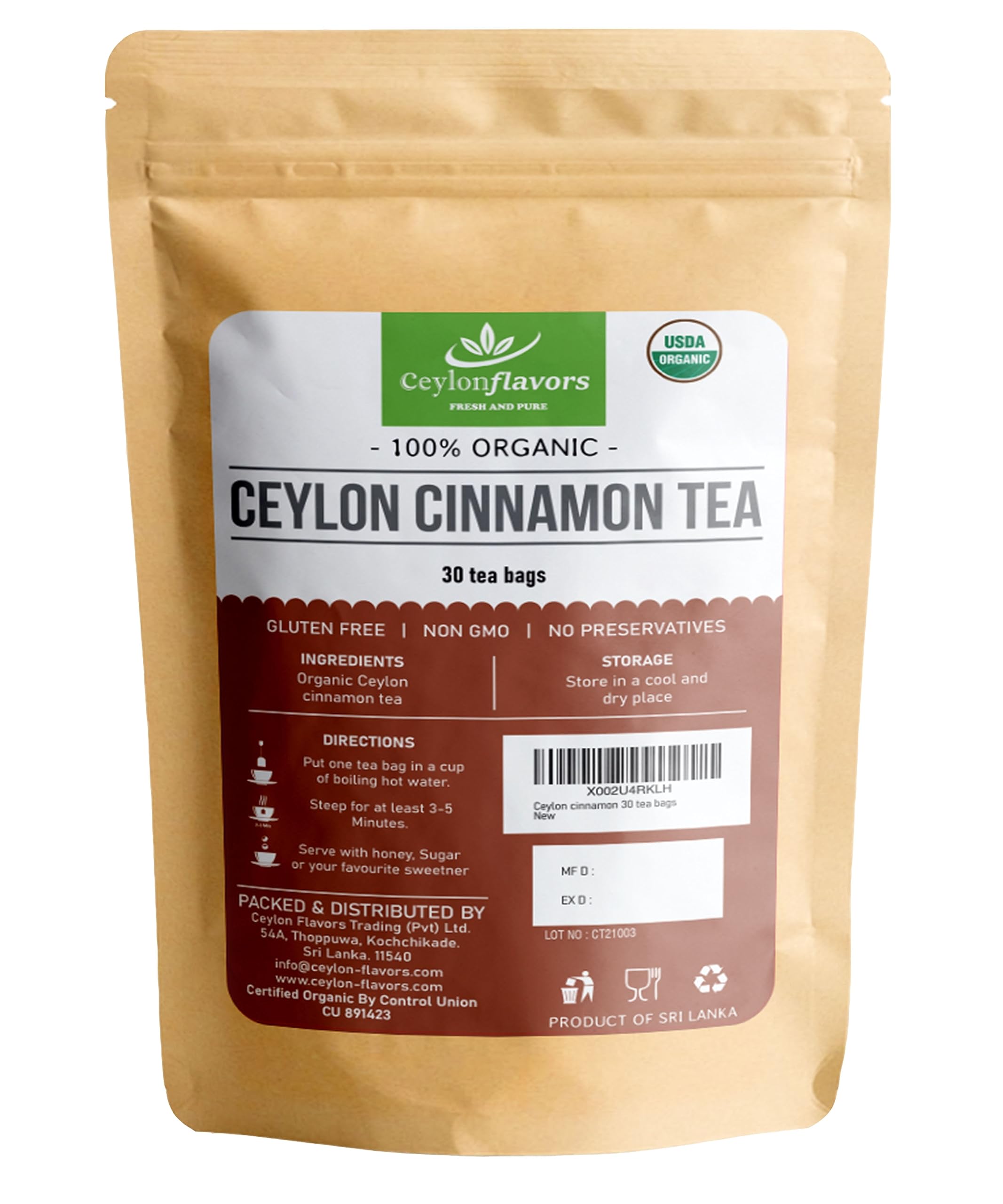 Amazon.com: Organic Ceylon cinnamon tea bags | premium grade real or ...