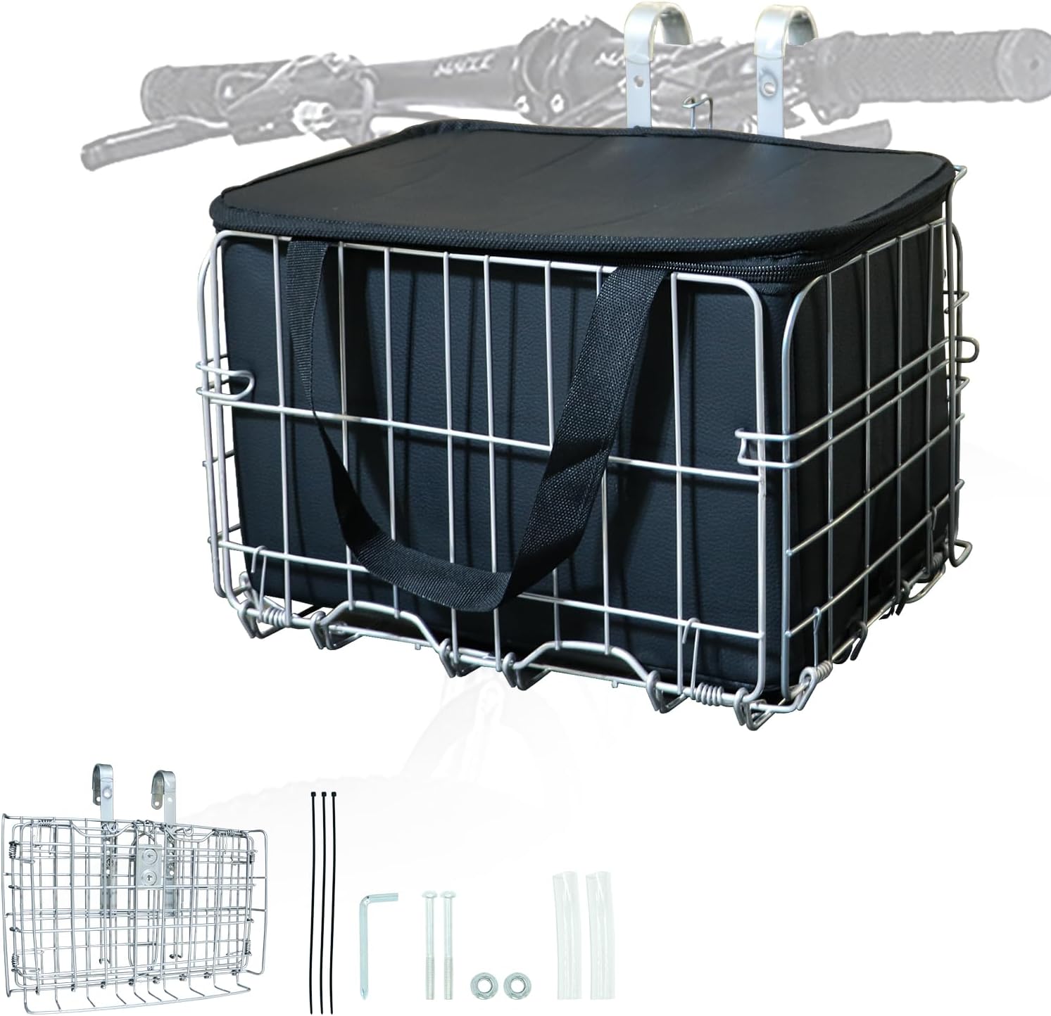 Amazon.com : Folding Bike Front Basket Bike Basket Front with Removable ...