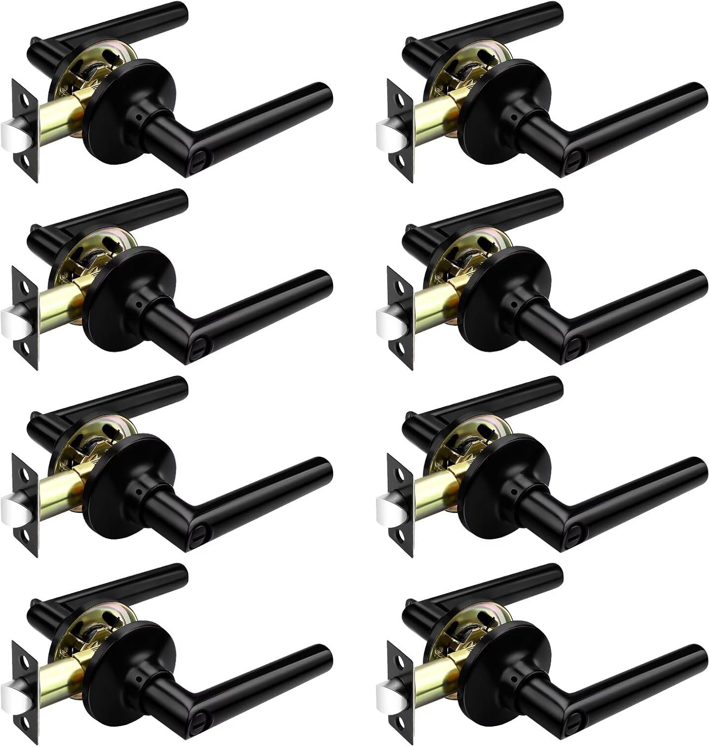 Amazon.com: GOBEKOR 8 Pack Matte Black Door Handles Privacy Door Levers ...