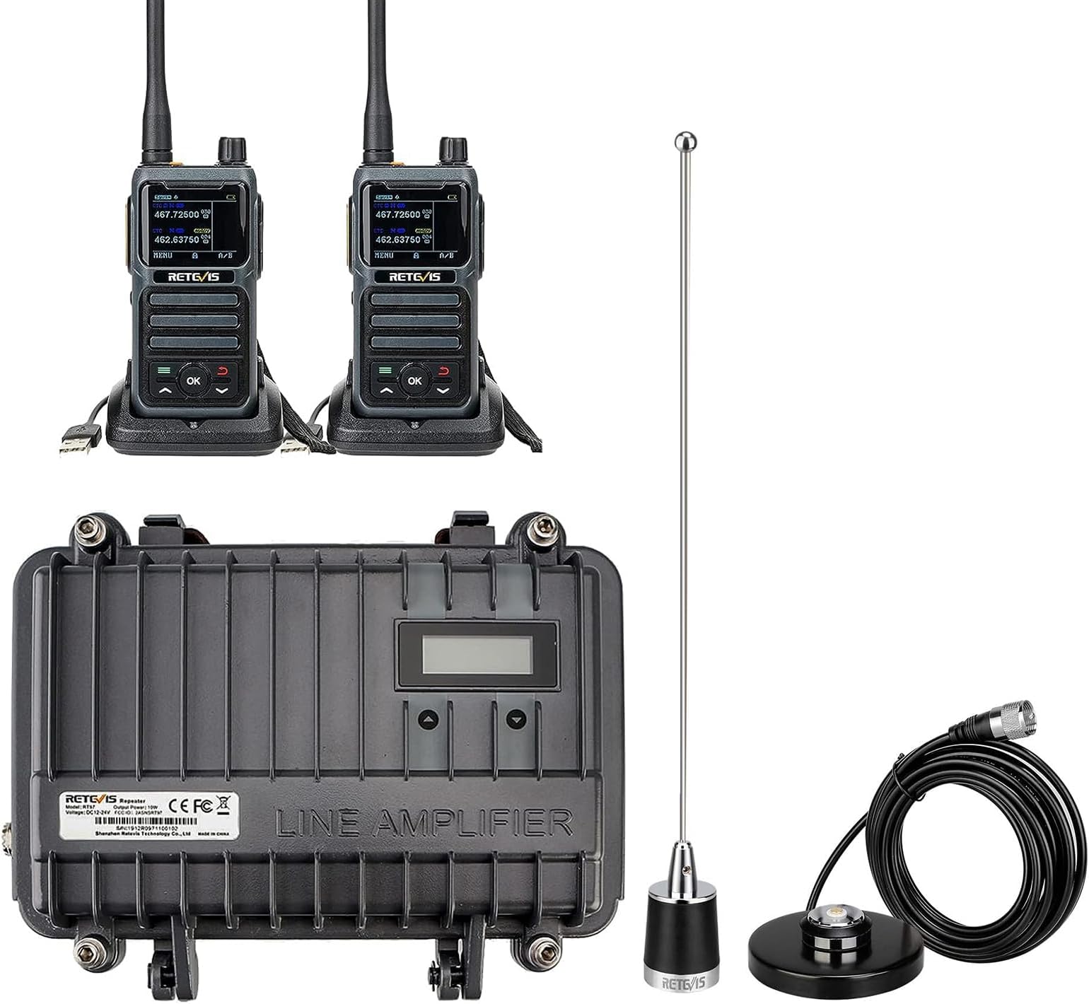 Amazon.com: Retevis RT97 GMRS Mobile Radio Relay Communication Set(1 ...