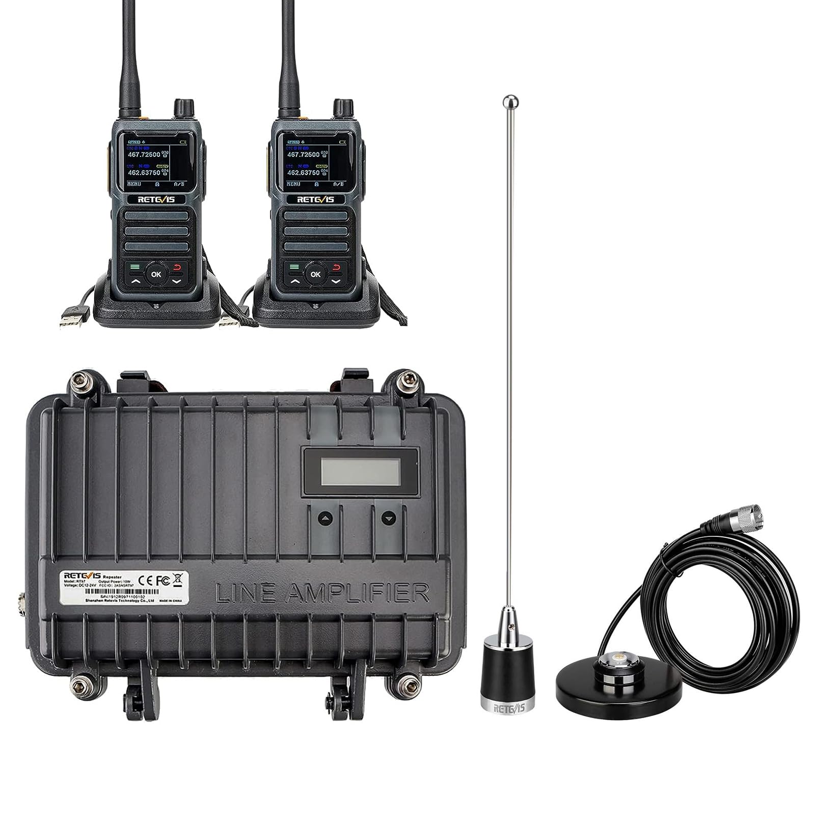 Amazon.com: Retevis RT97 GMRS Mobile Radio Relay Communication Set(1 ...