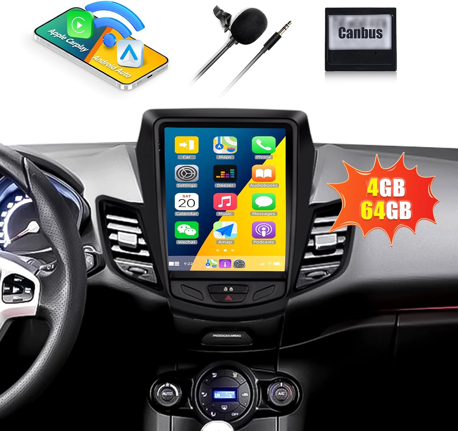 [8-Core 4G+64G] CAMECHO Android 13 Autoradio per Ford Fiesta 2012 2013 ...