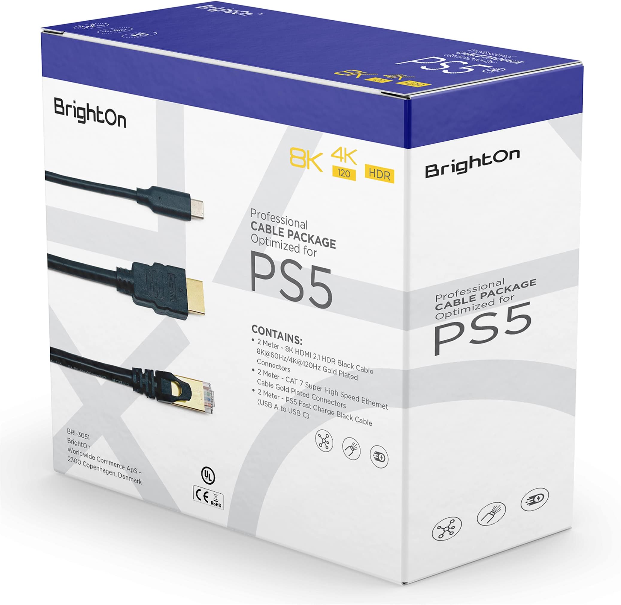 BrightOn Optimized Cable Package Compatible with PS5 | 8K HDMI 2.1 HDR ...