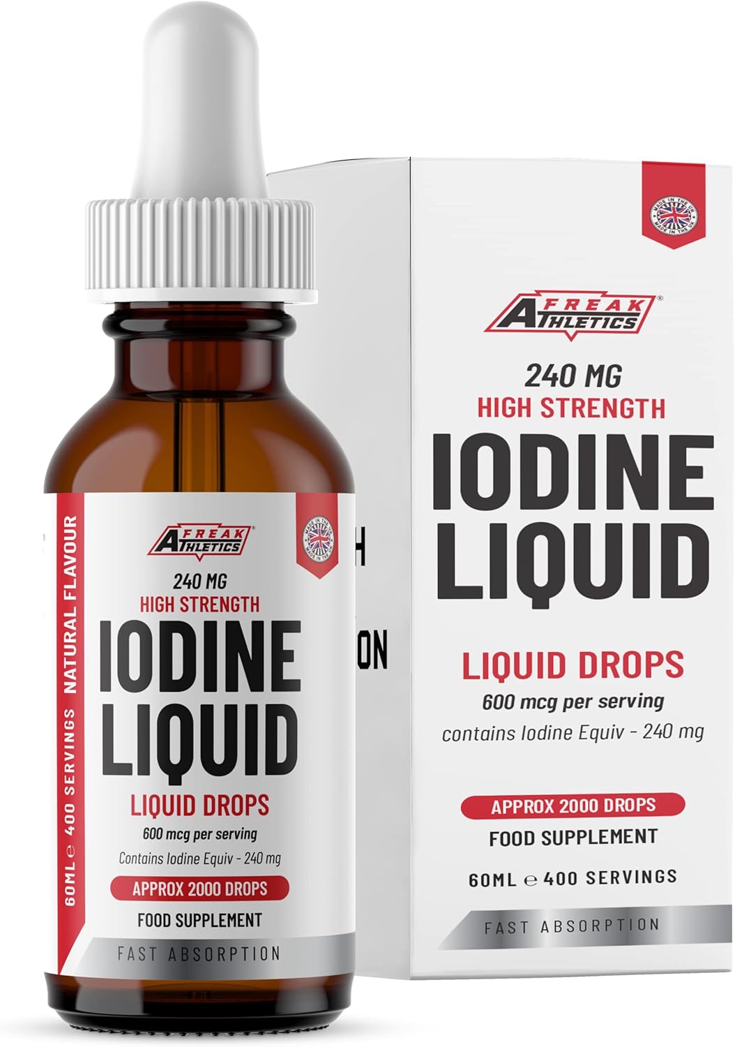 Freak Athletics Iodine Liquid Drops - Vegan - High Strength 600mcg per ...