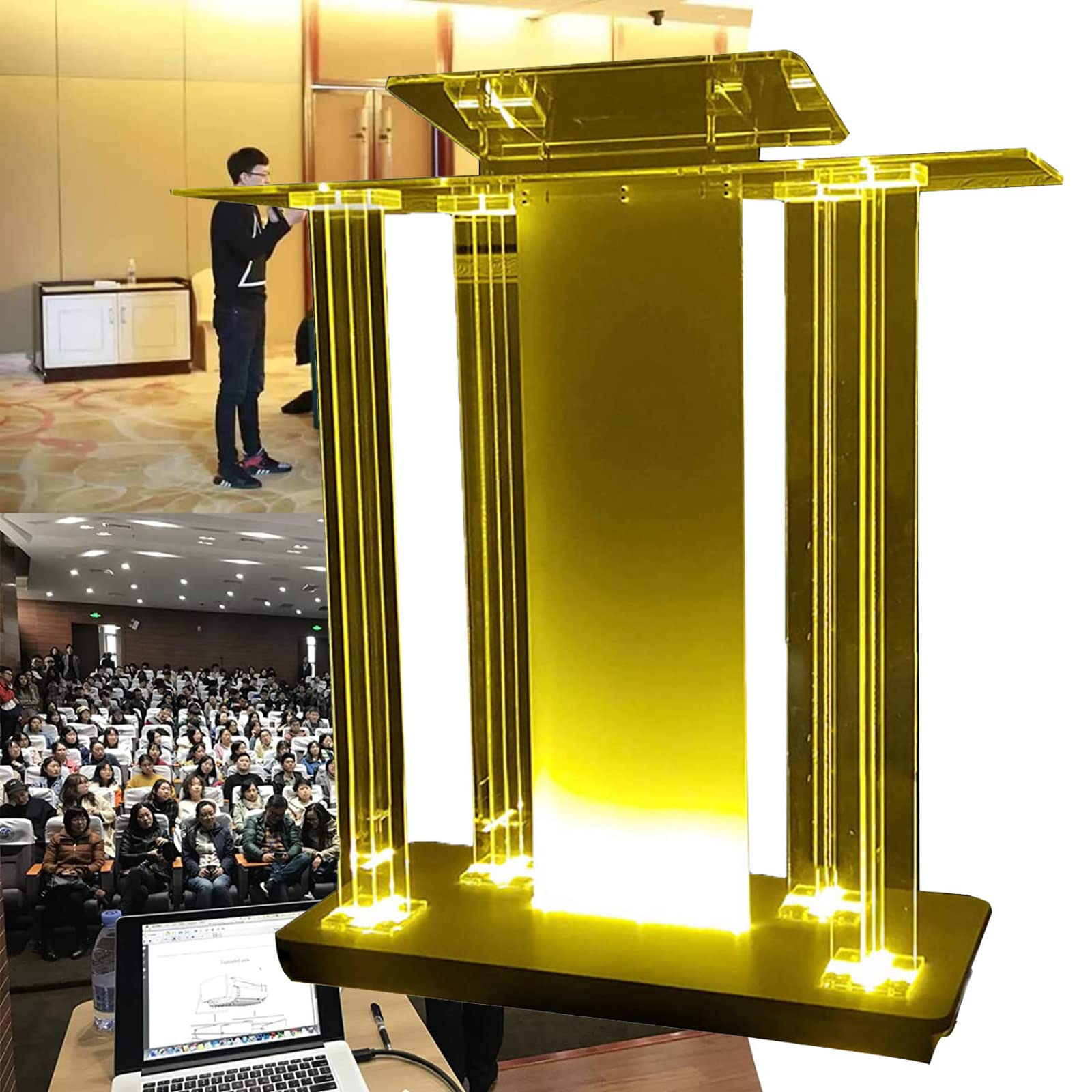 Buy GLIVANTA Acrylic Podium, Transparent Acrylic Church Pulpit with ...