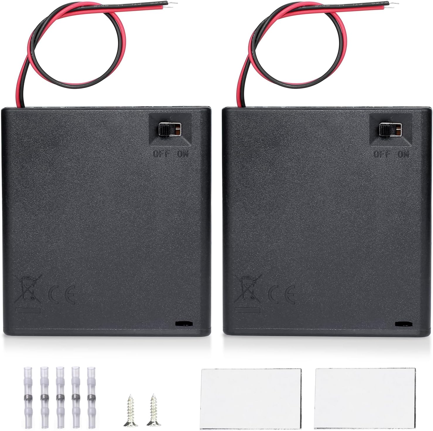 Amazon.com: Goweewon Battery Holder, 2 Pack 4 AA Battery Holder with ...