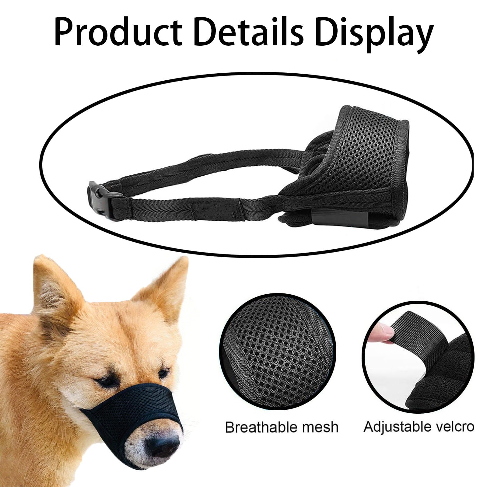 1Pcs Dog Muzzle, Adjustable Loop and Soft Pad Dog Muzzle, Breathable ...