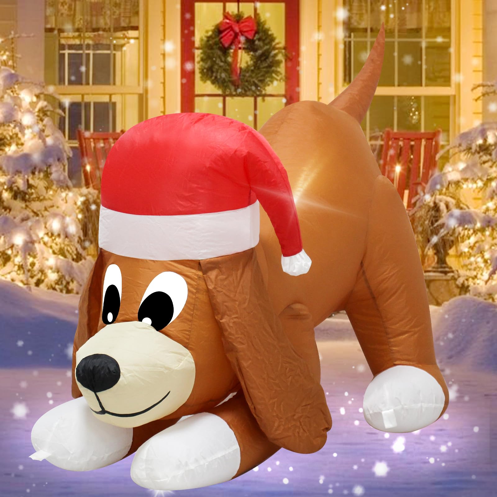 TRMESIA 4FT Long Christmas Inflatable Dog Decorations with Lights for ...