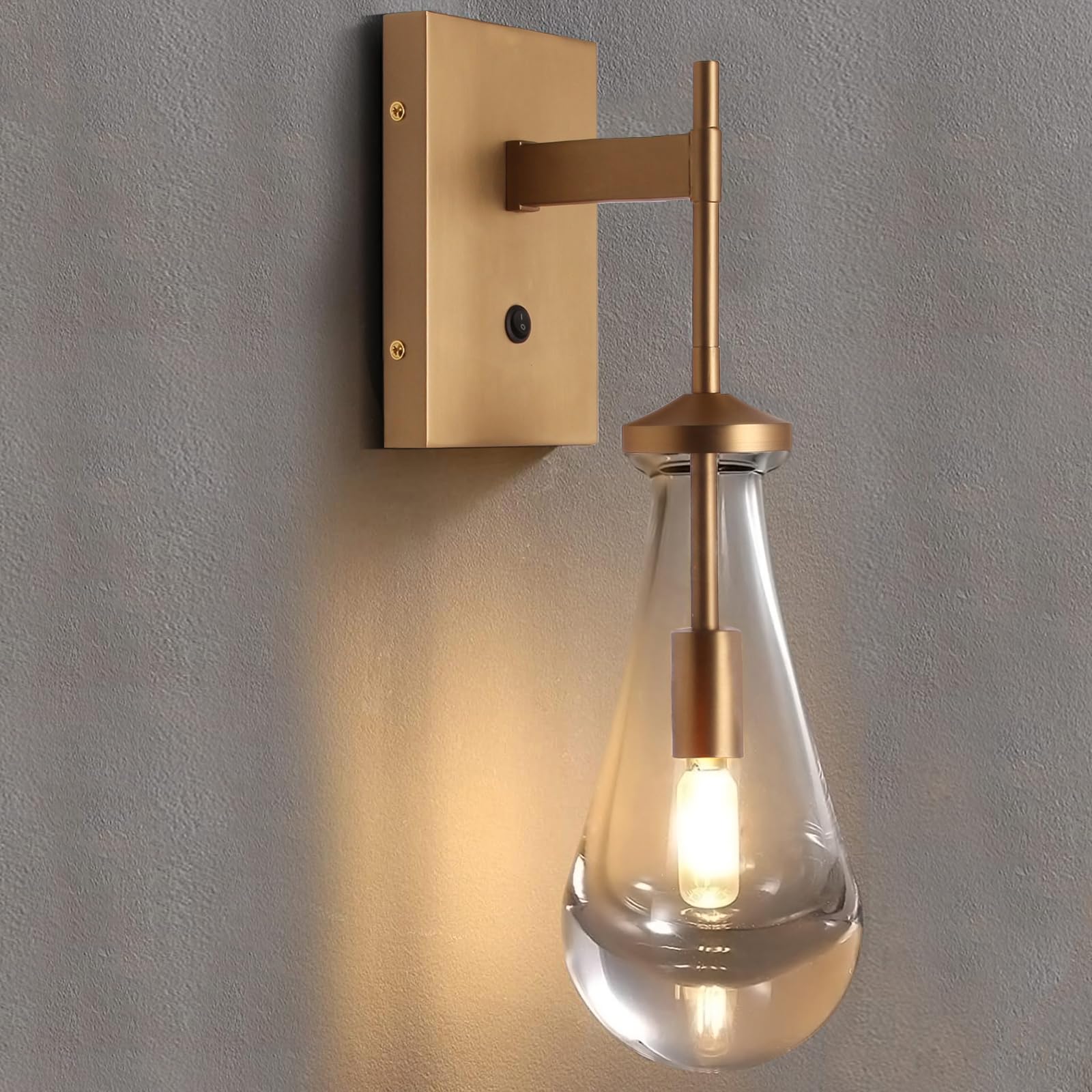 Amazon.com: HuisMier Raindrop Wall Sconces, Brushed Brass Glass Wall ...