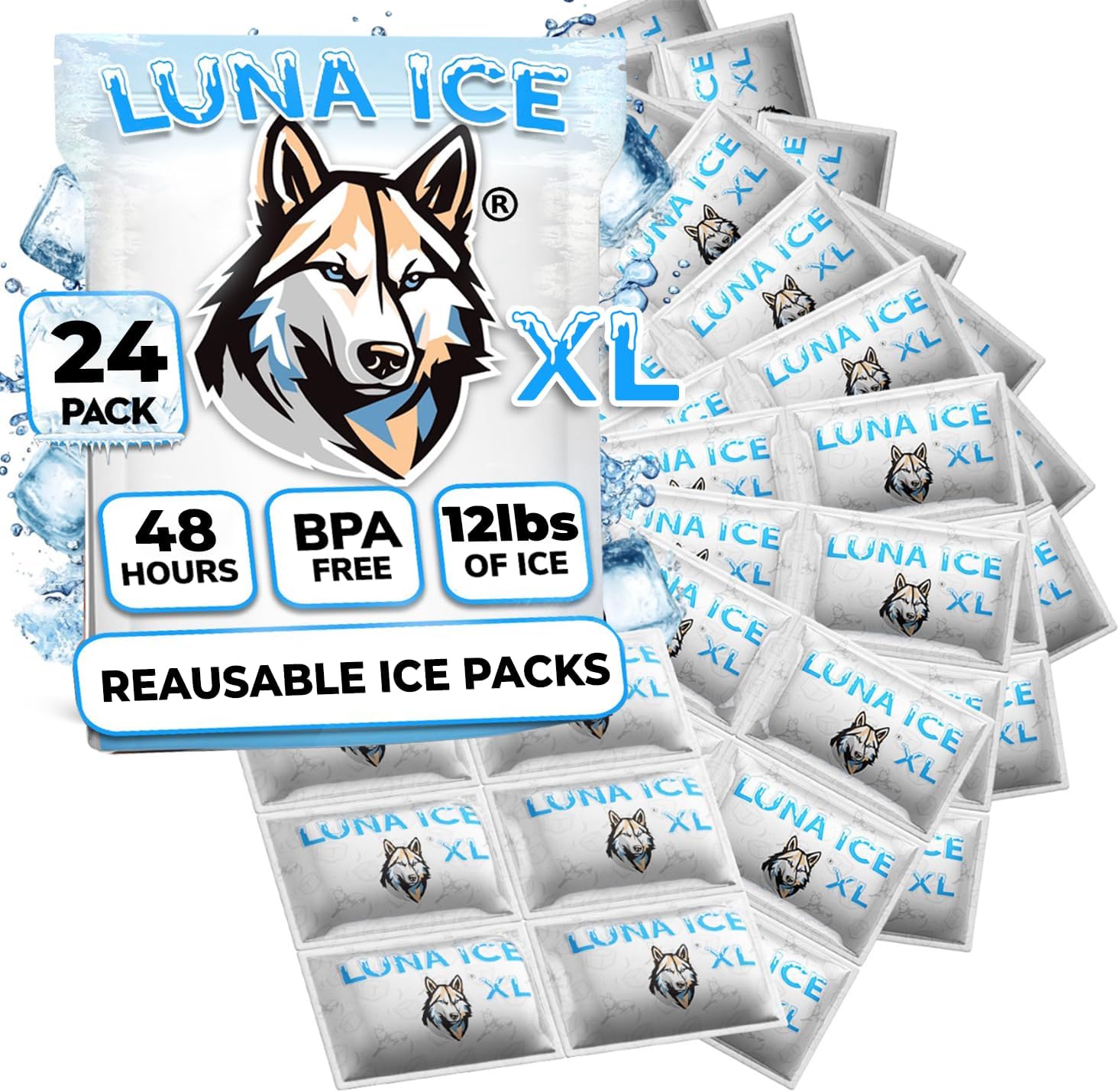 LUNA ICE Dry Ice Packs for Shipping XL - Long lasting ice packs - 24+ Hour Freeze Power - BPA ...