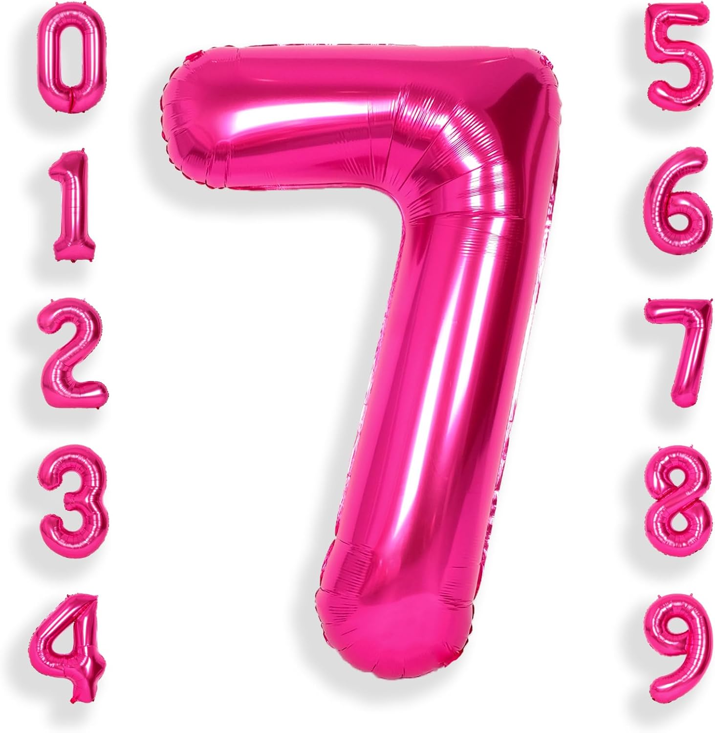 Amazon.com: SUWEN 40 Inch Hot Pink Large 7 Number Balloons Big Foil ...