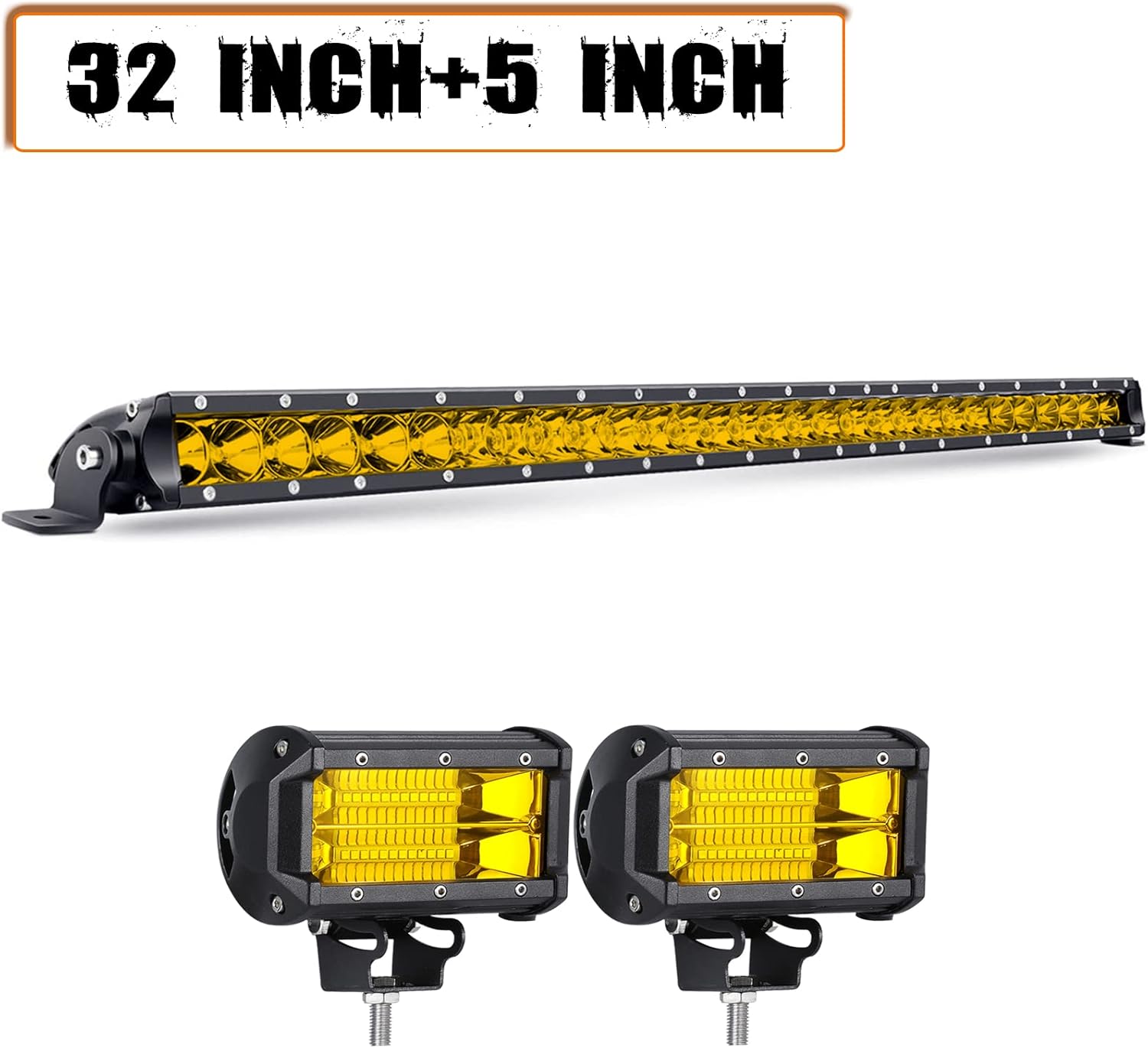 Amazon.com: Chelhead Yellow Offroad Led Lights, 32 INCH Combo Yellow ...