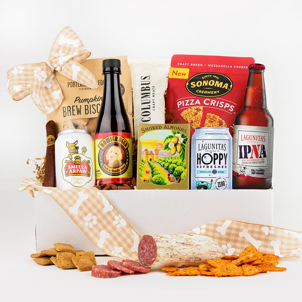 Amazon.com : Gift Basket For Dog and Dog Owners, Paws & Pints Theme ...