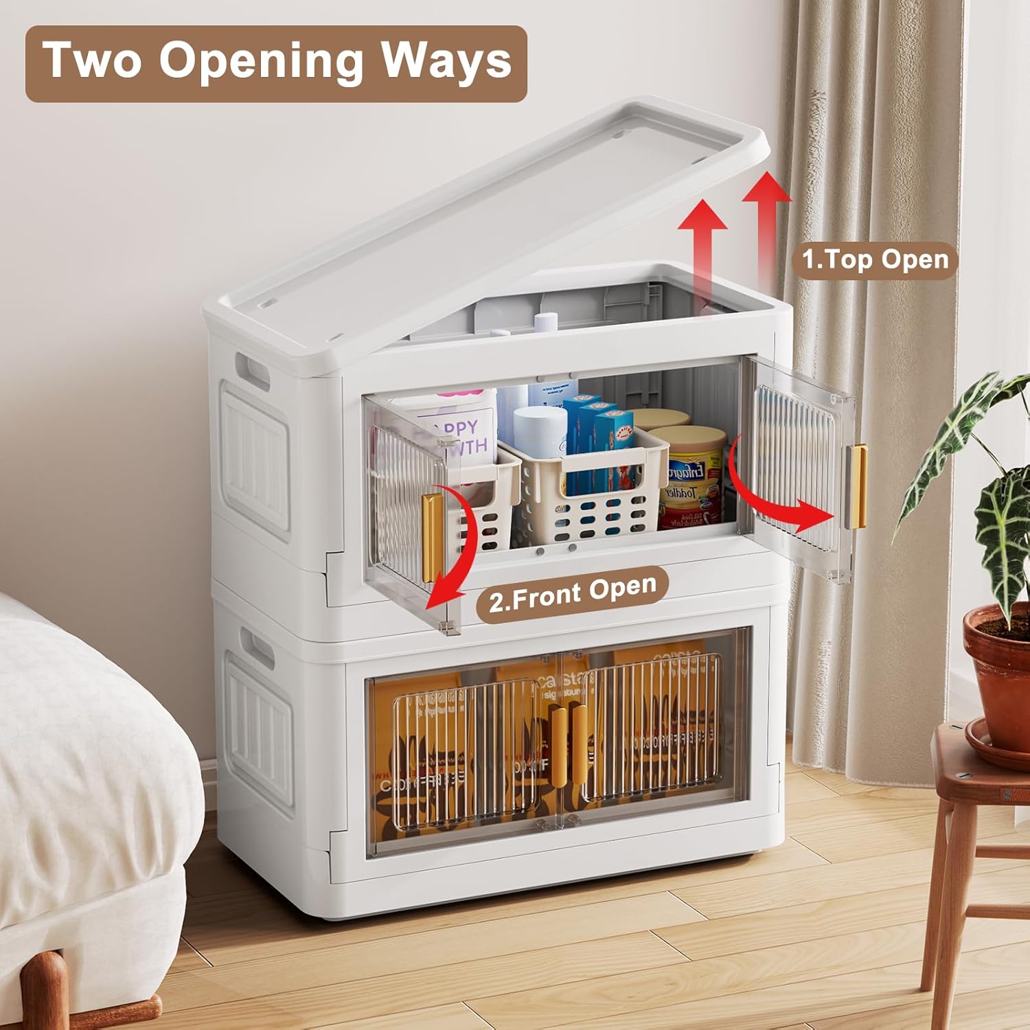 ocharzy Contenedores de almacenamiento plegables con puertas ...