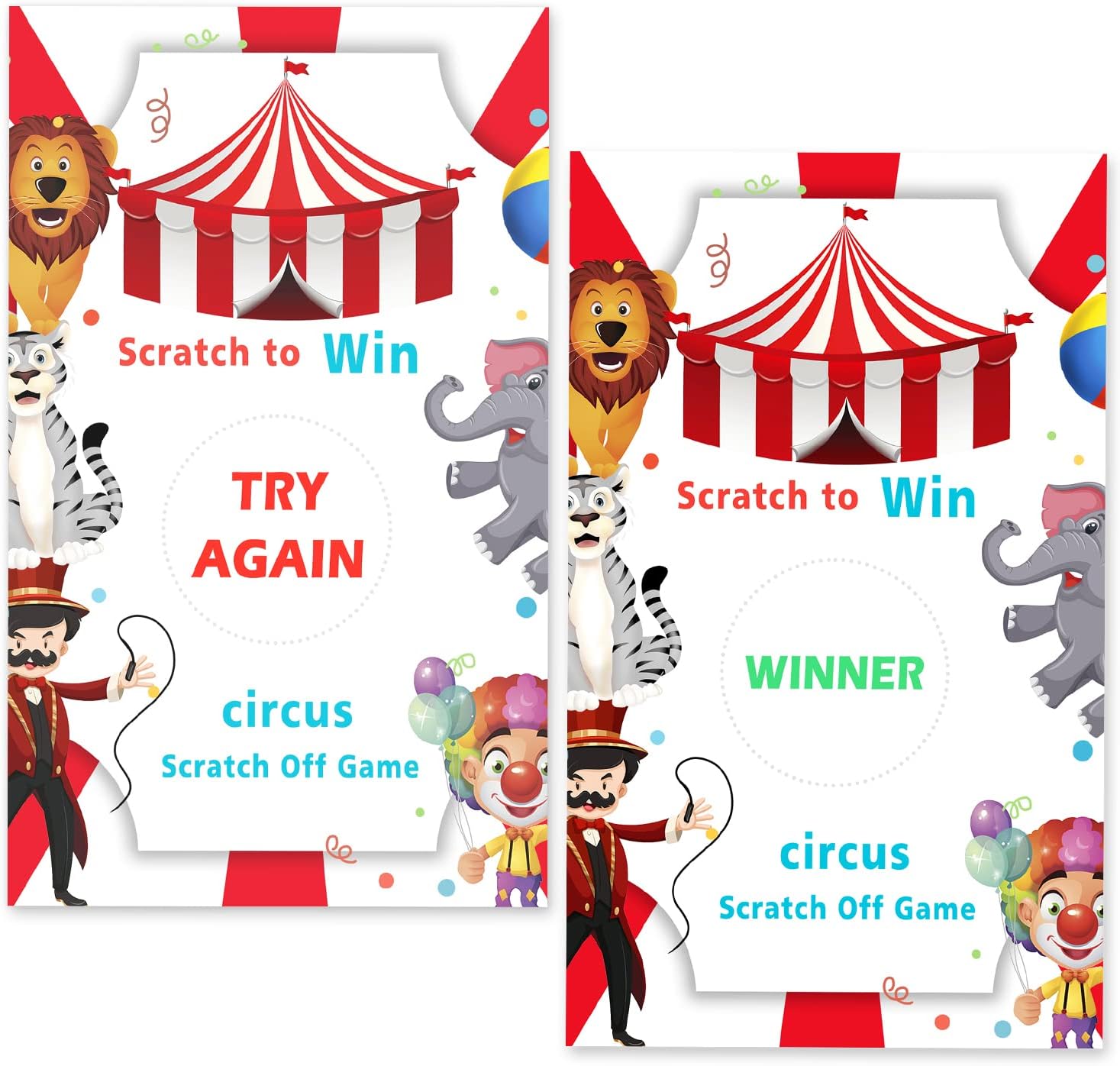 Amazon.com: LNOKRIM Birthday Party Game Scratch Off Cards, Circus ...